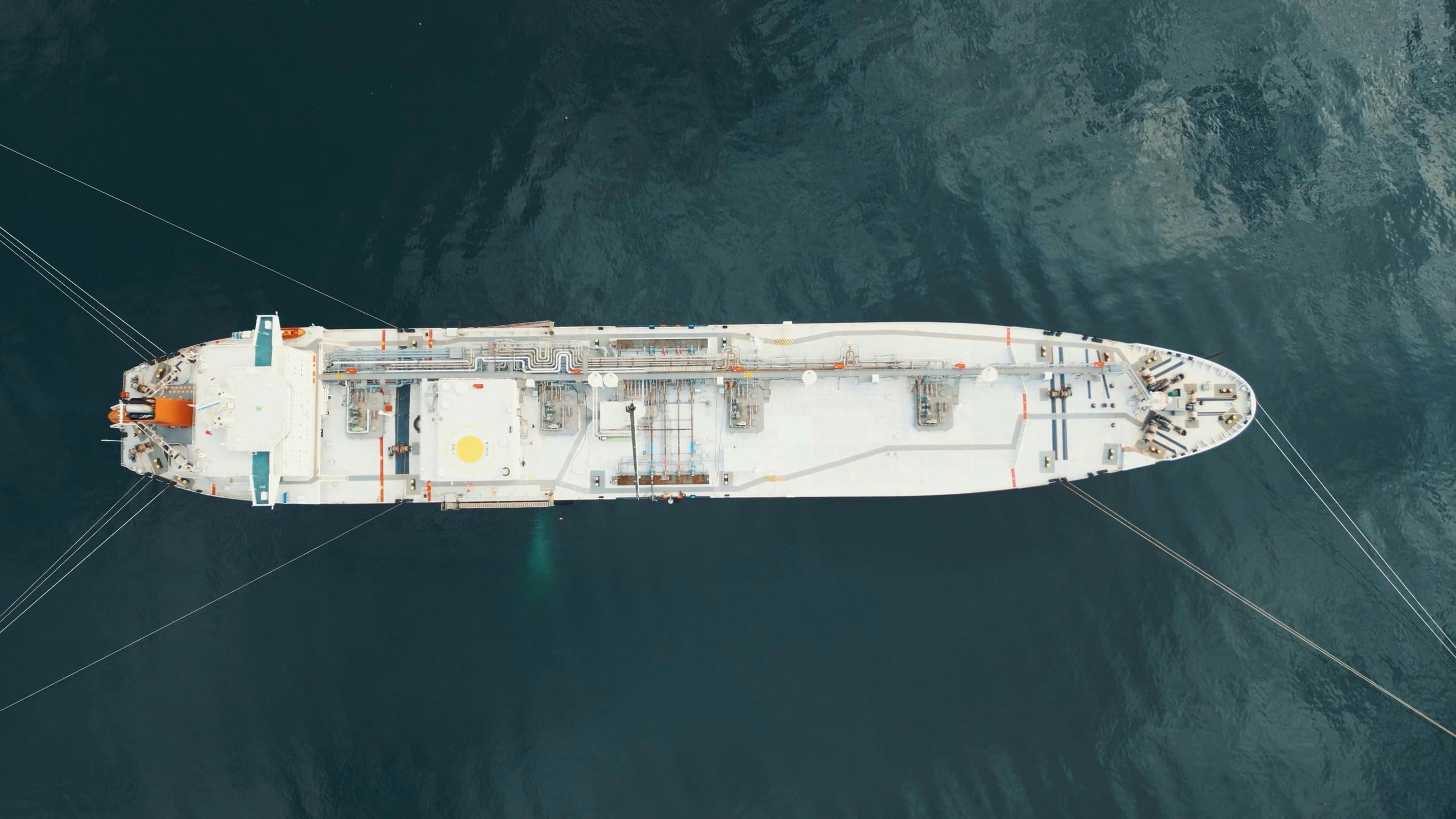 An aerial view of a large ship in the ocean Free Stock Video Footage ...