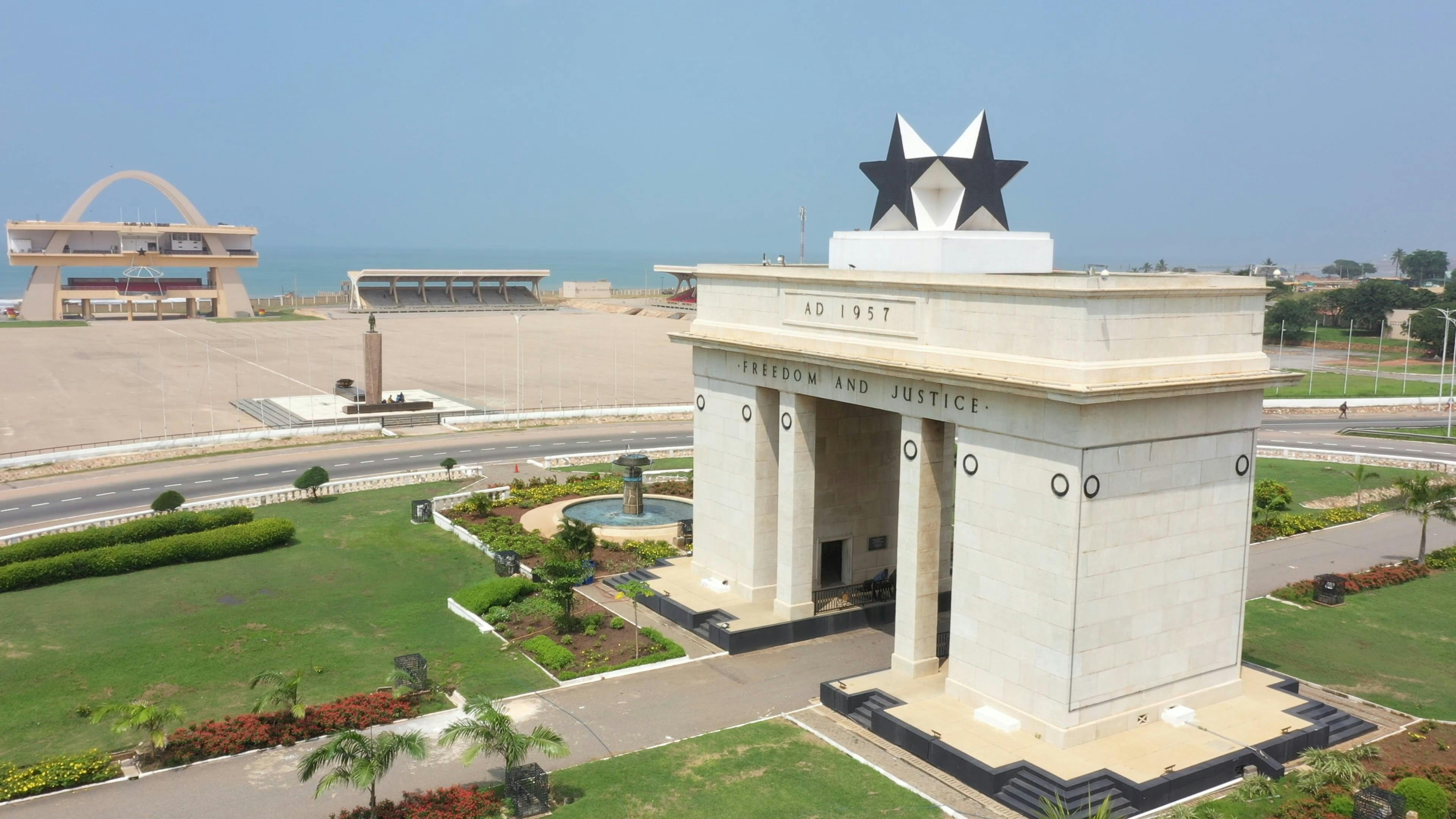 Aerial View of Independence Arch in Accra, Ghana Free Stock Video ...