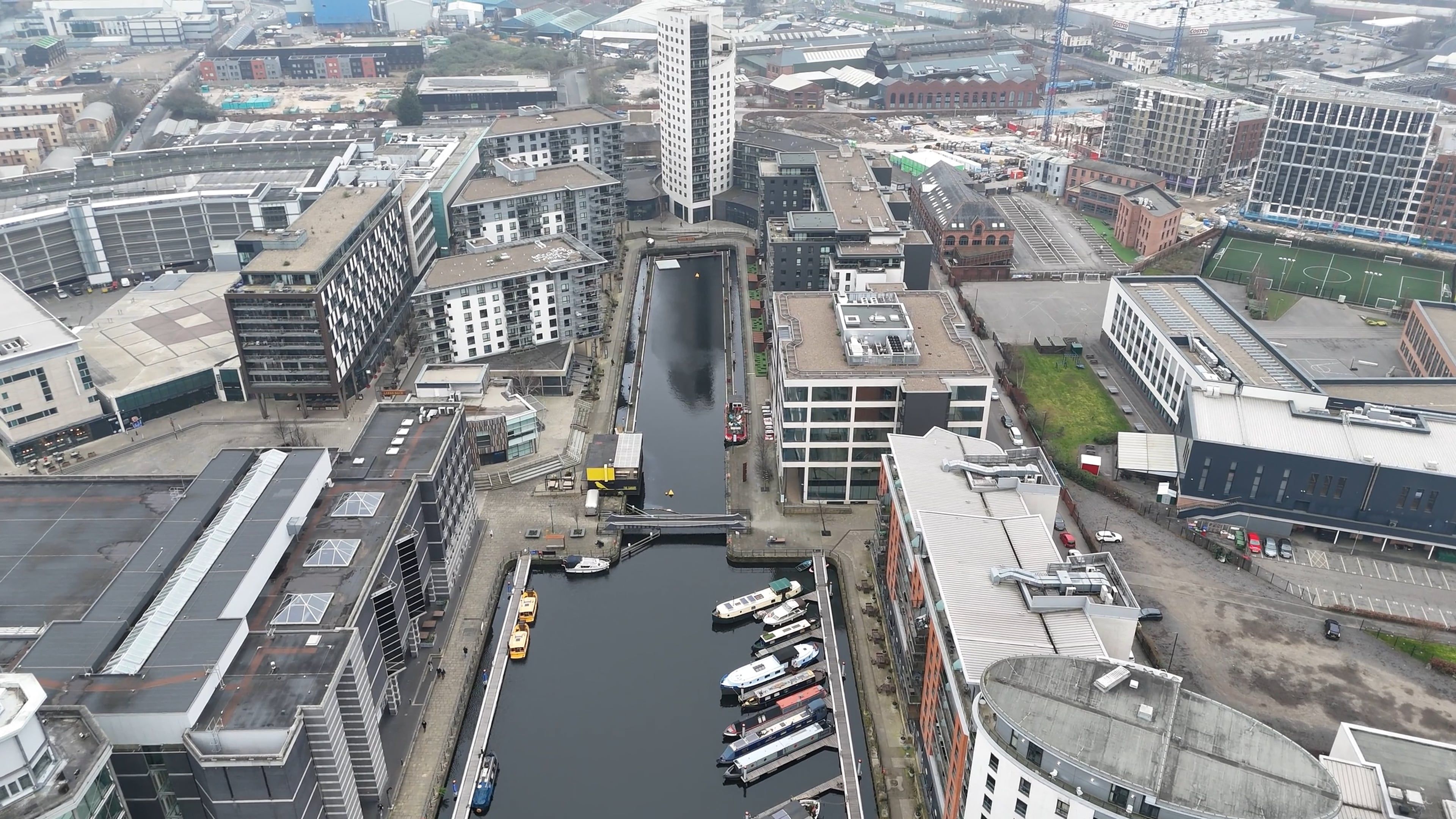 Aerial view of Leeds Dock Free Stock Video Footage, Royalty-Free 4K ...