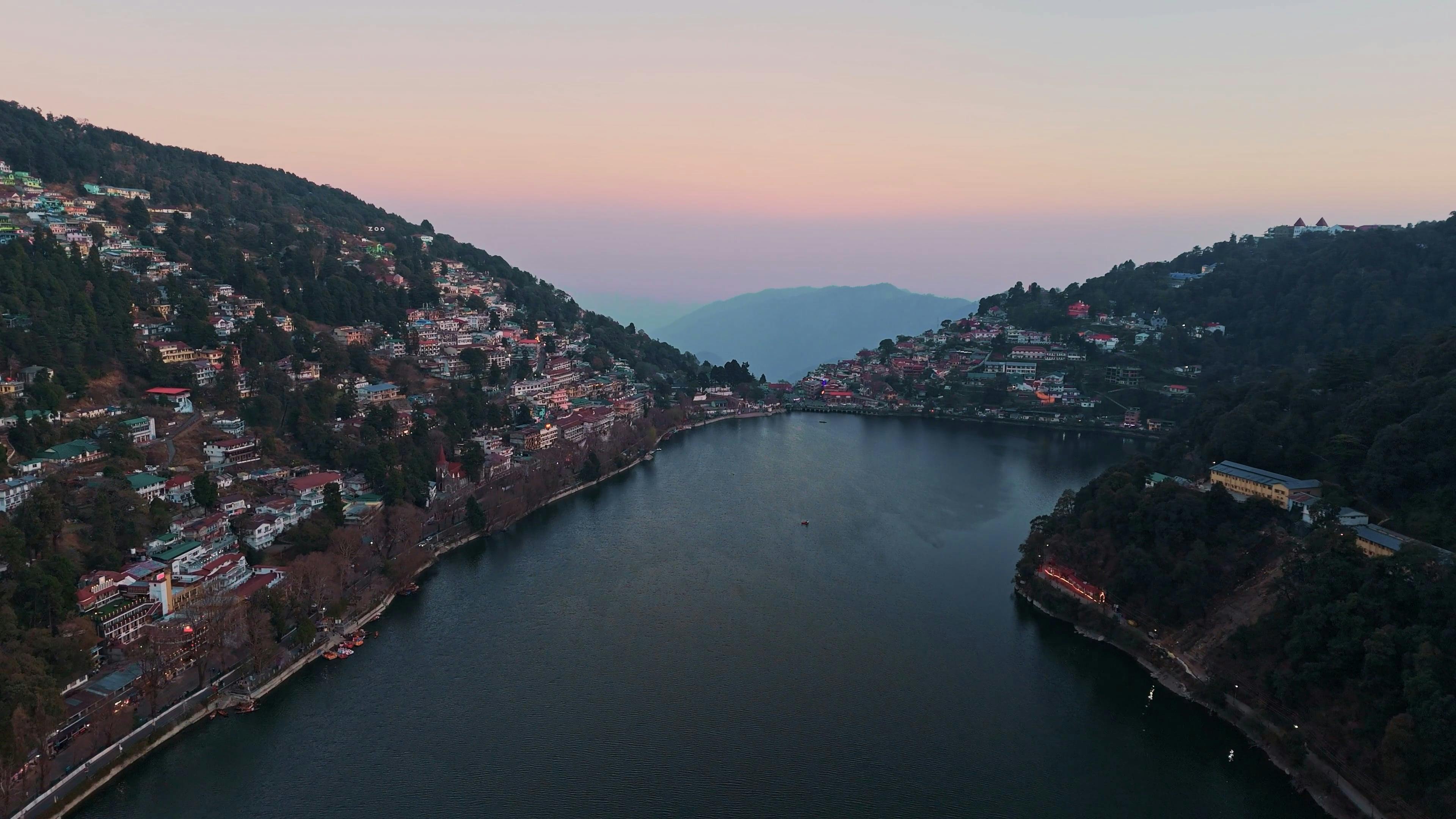 Hilly Town by the lake in golden hour, Nainital, Uttarakhand Free Stock ...