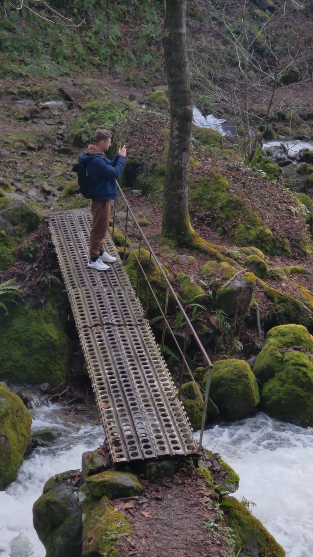 Adventurous Hiker Crossing a Forest Stream Free Stock Video Footage ...