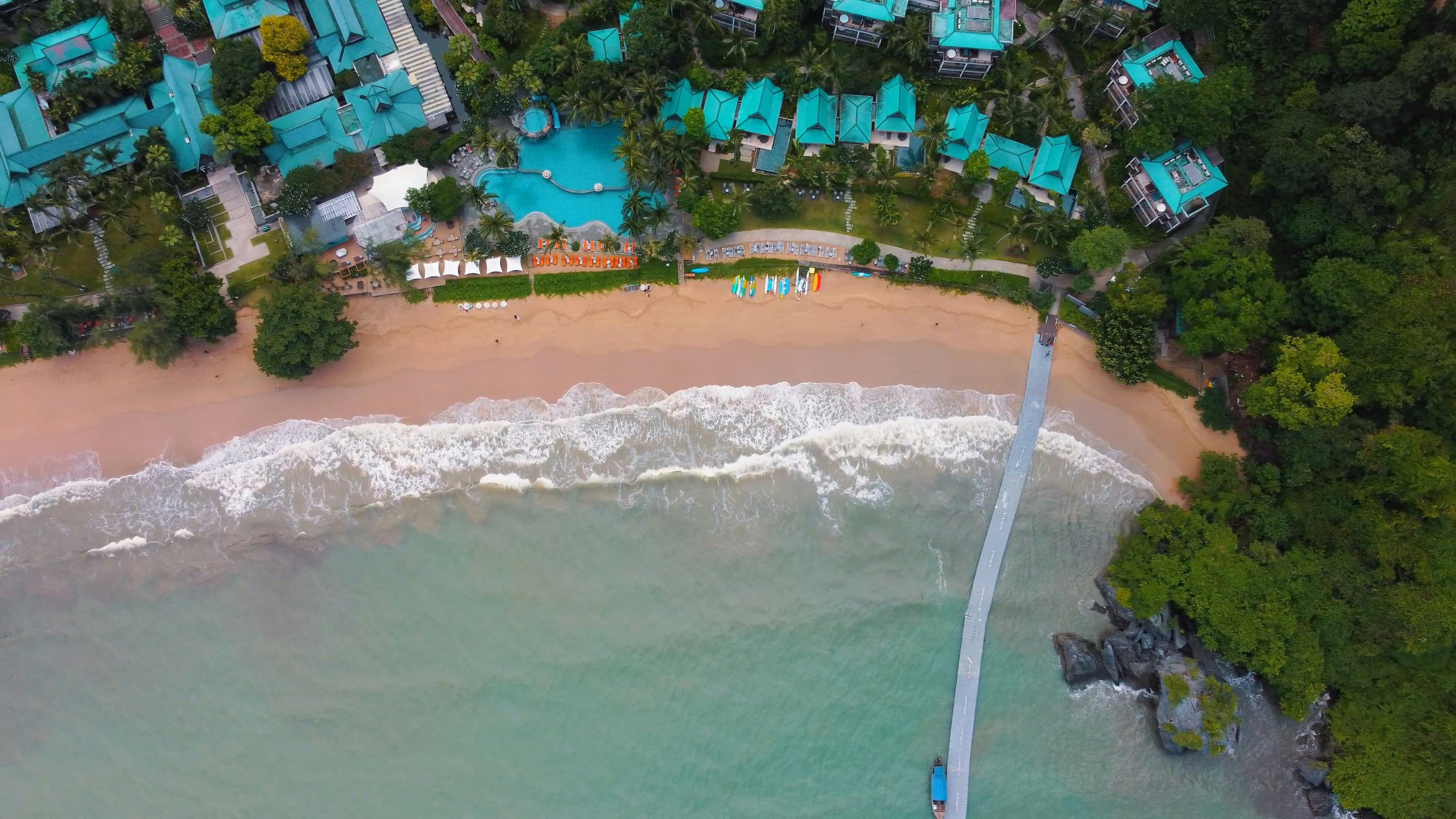 Amazing blue resort with top down view Free Stock Video Footage ...