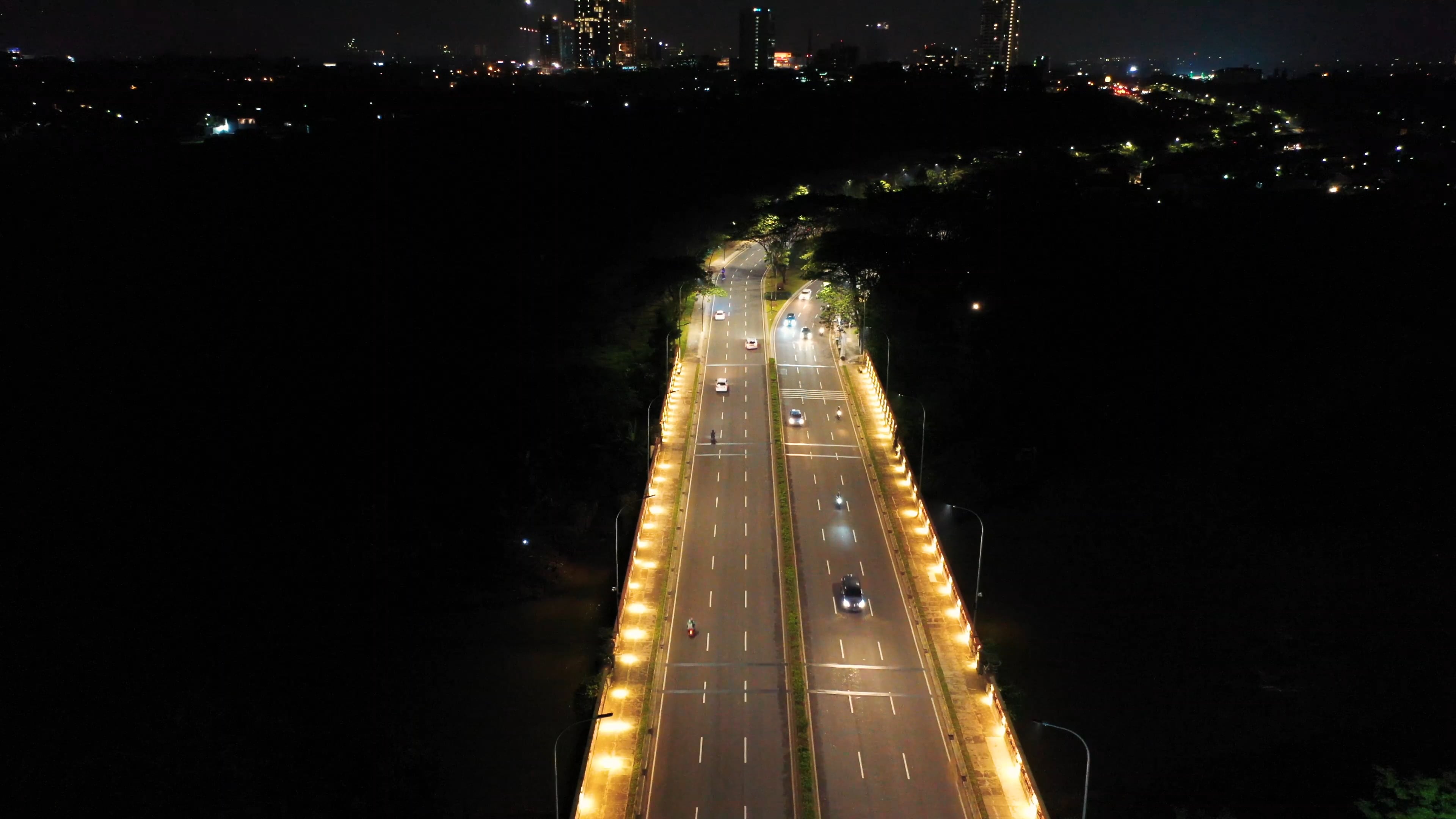 Aerial View Of An Illuminated Road Free Stock Video Footage, Royalty ...