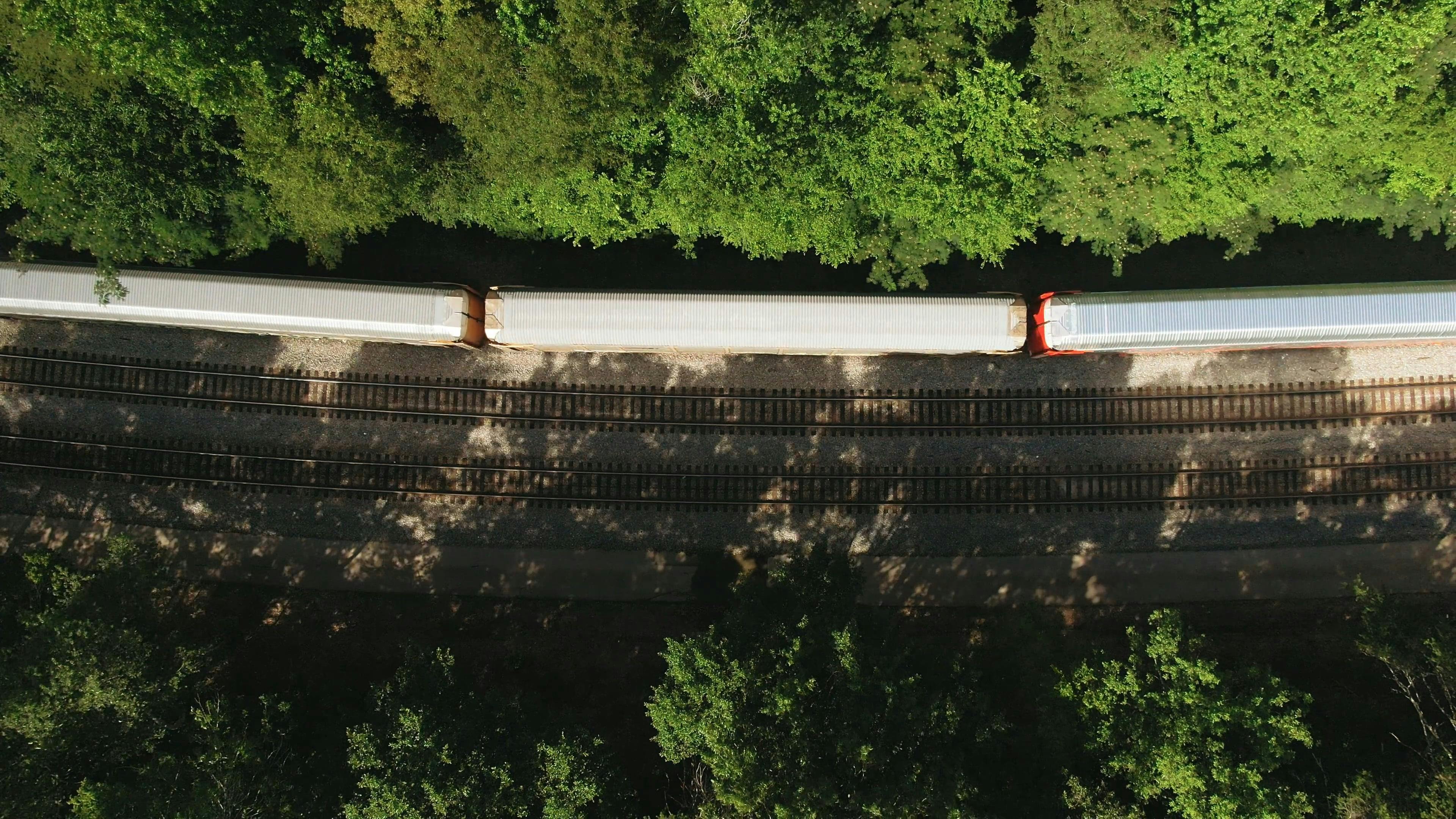 Bird's Eye View Of A Train Travelling · Free Stock Video