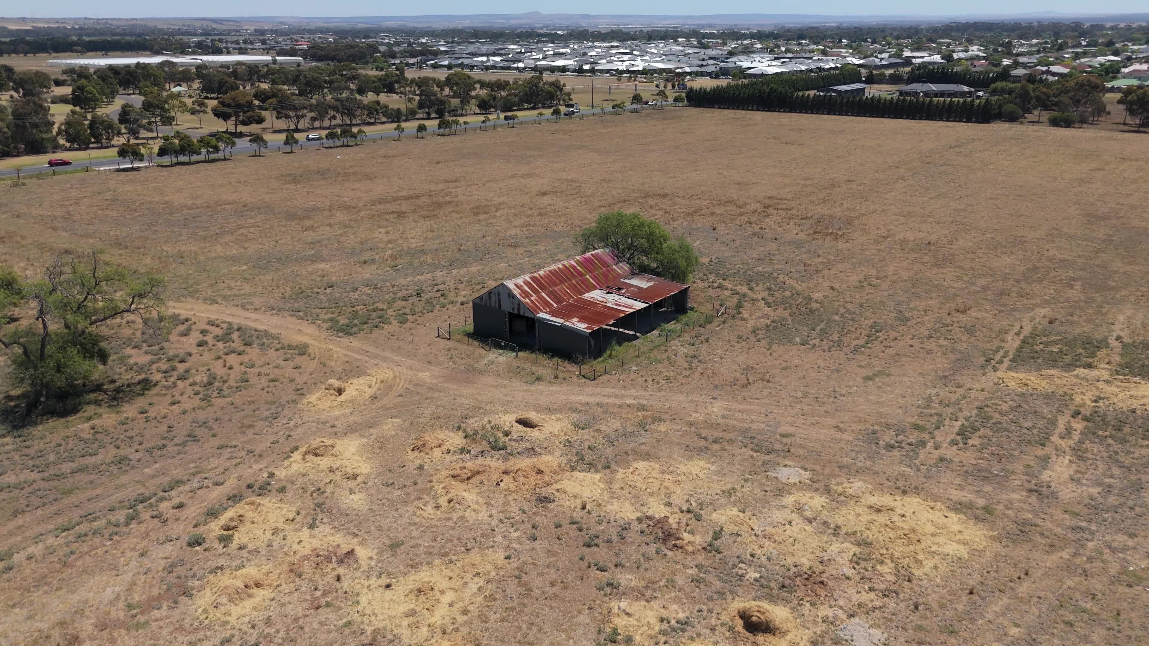 An aerial view of a farm with a barn Free Stock Video Footage, Royalty ...