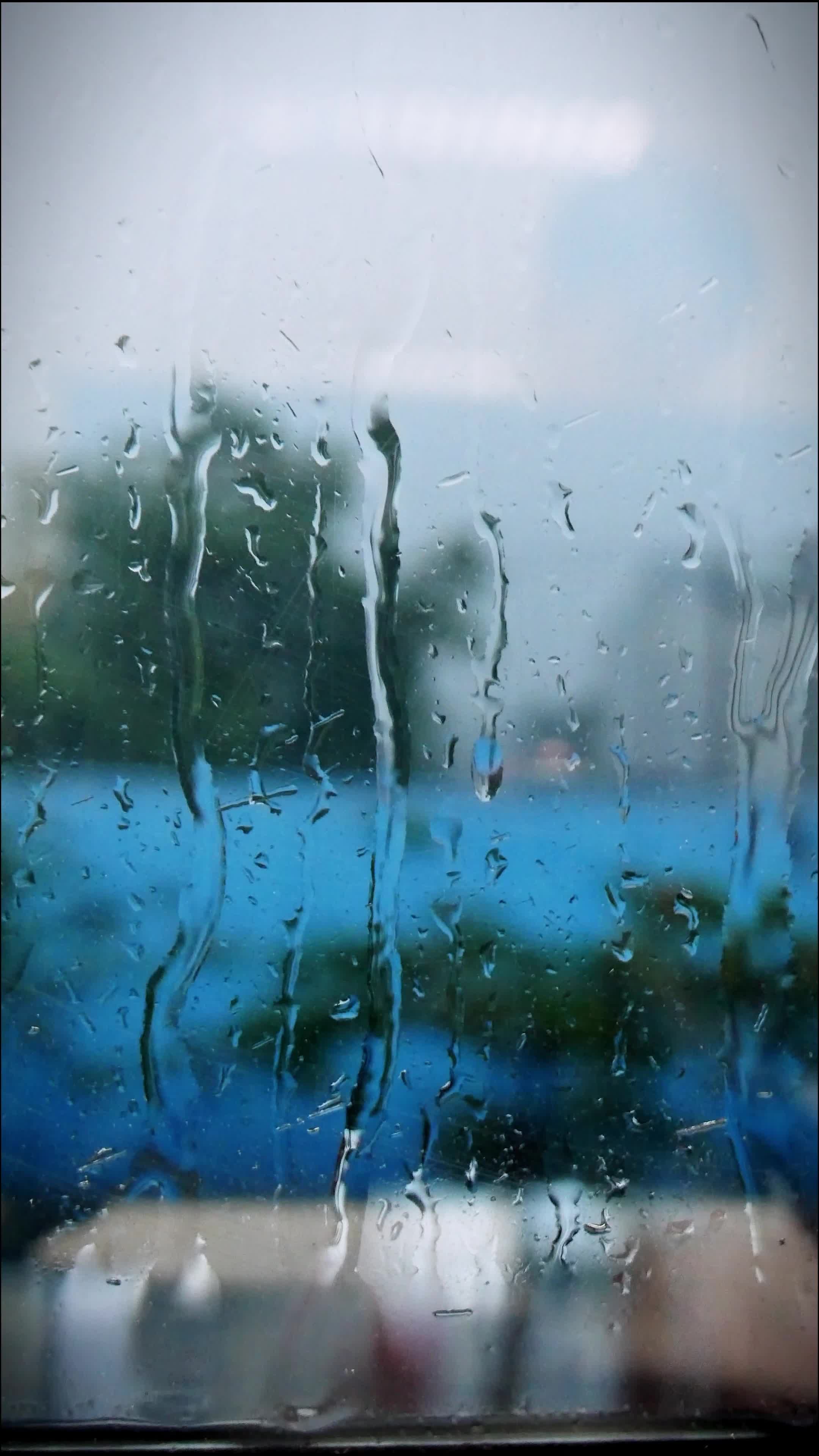 Rain Water Sliding Down The Glass Window Surface Free Stock Video ...