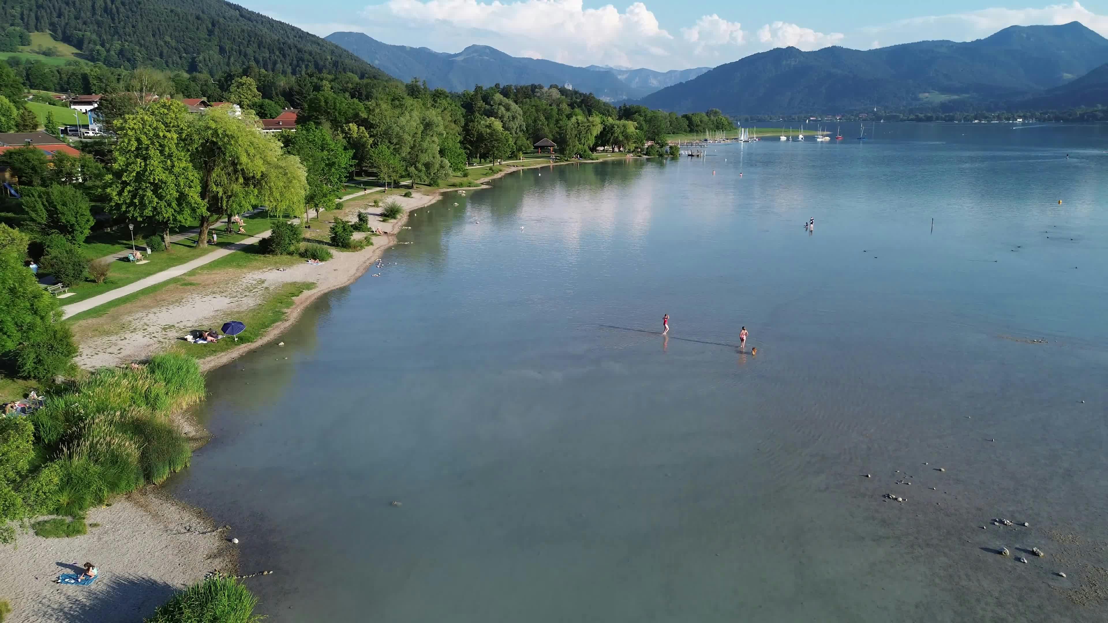 Aerial view of the lake and the mountains Free Stock Video Footage ...