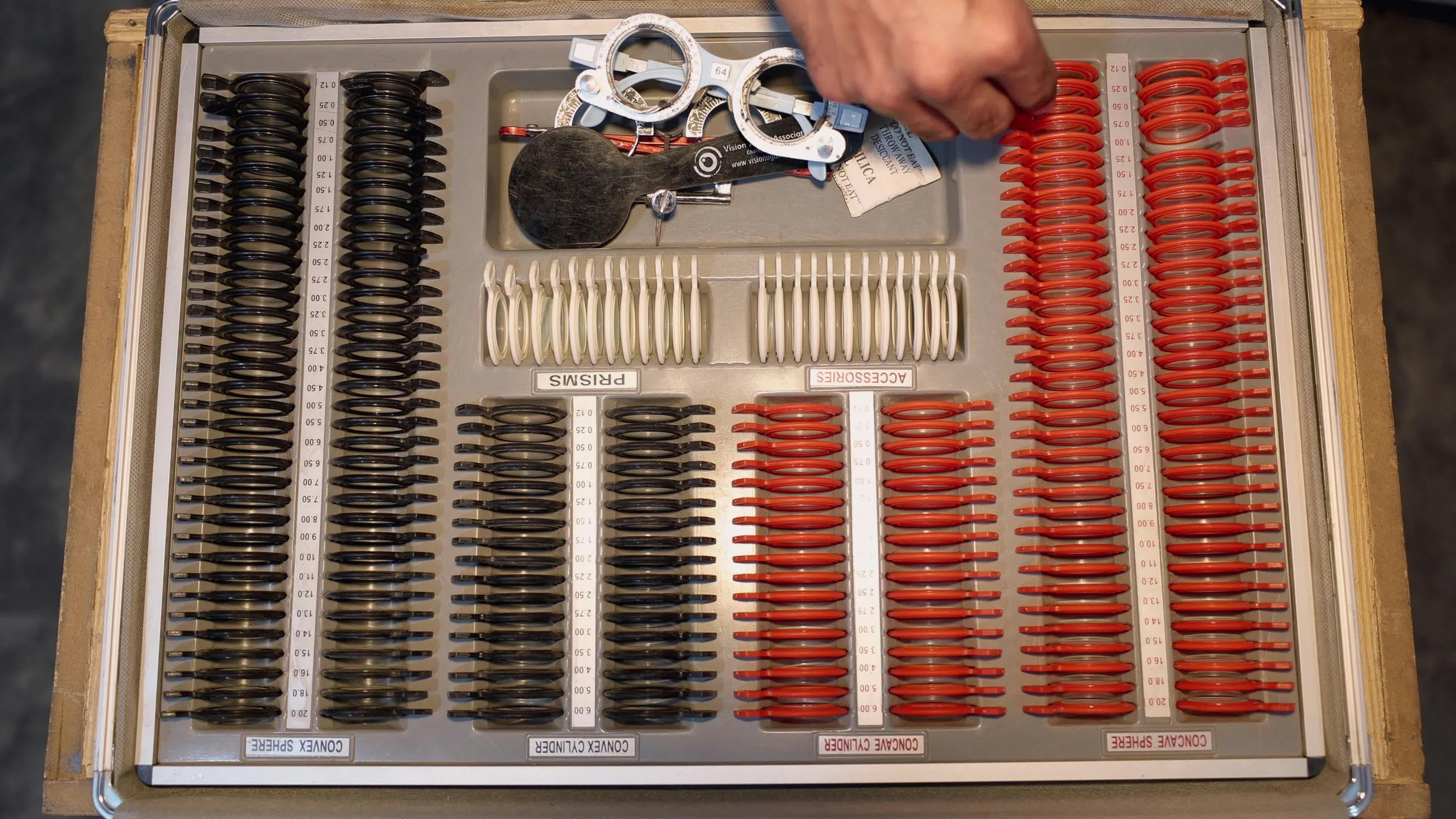 A tray with many different types of lenses and glasses Free Stock Video ...