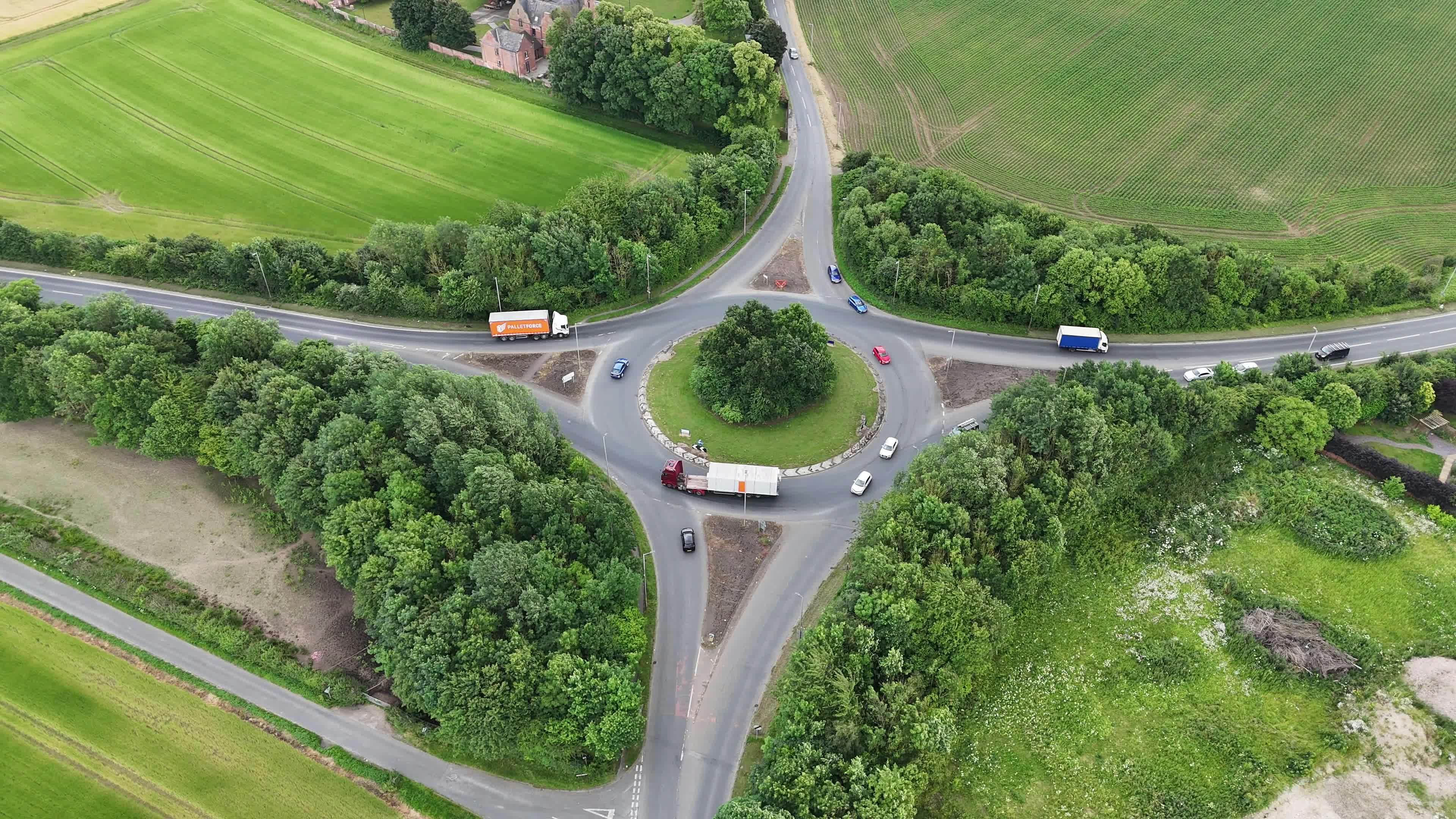 Aerial View of Scenic Rural Roundabout Free Stock Video Footage ...