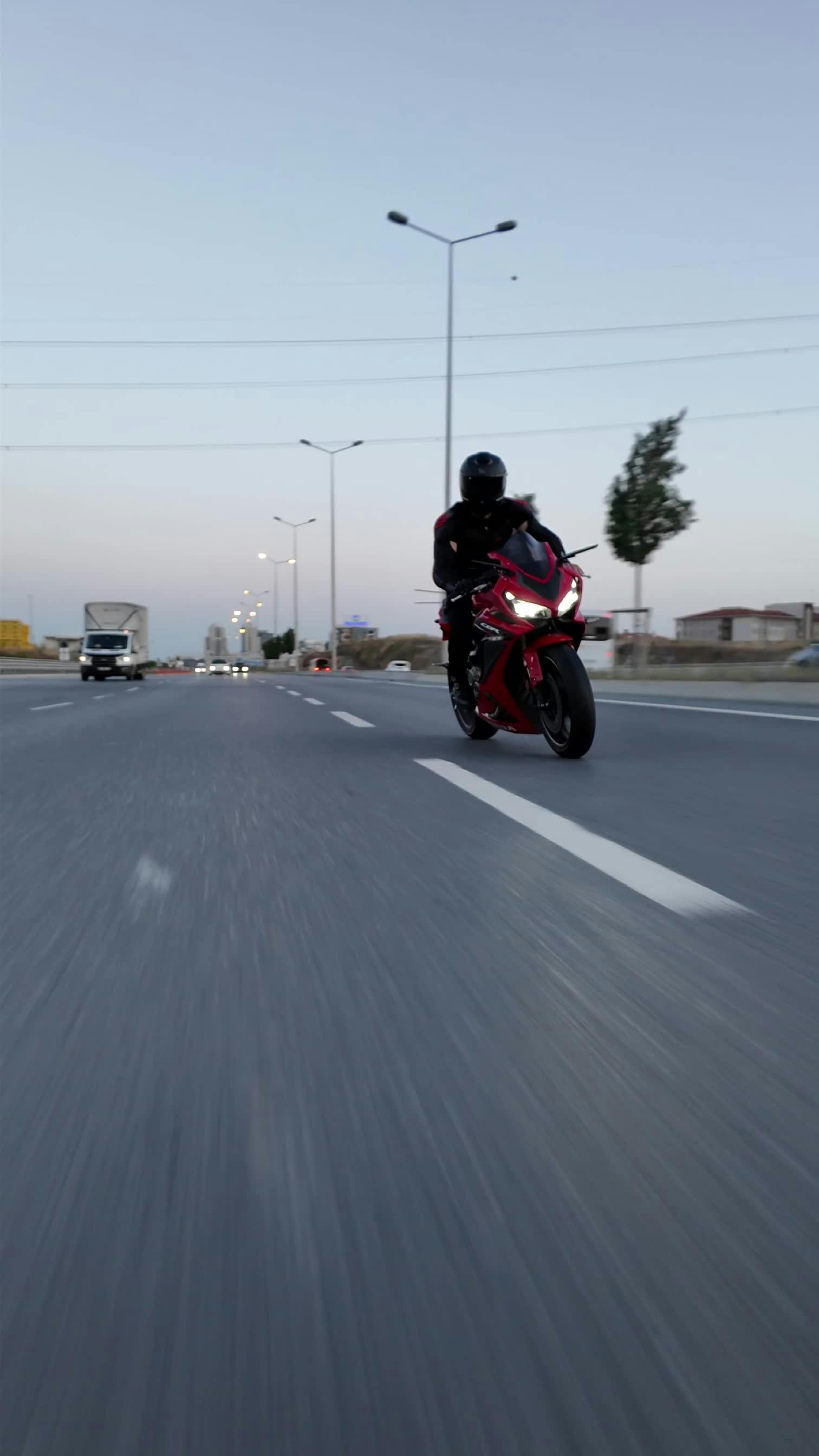 Red Honda Motorcycle Riding on the Highway - Stunning Footage Free ...