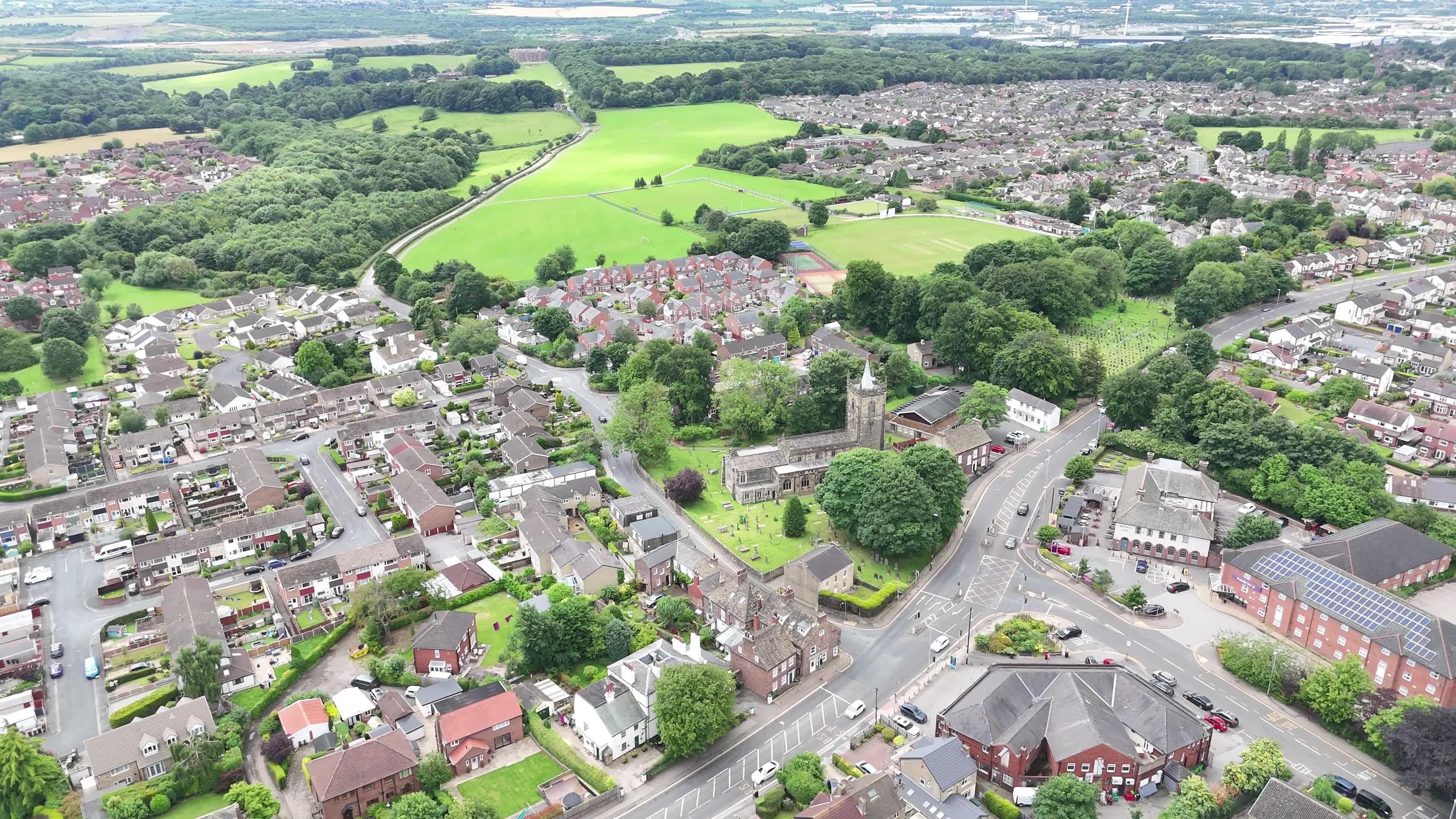 Aerial view of St Mary's Church Whitkirk Free Stock Video Footage ...