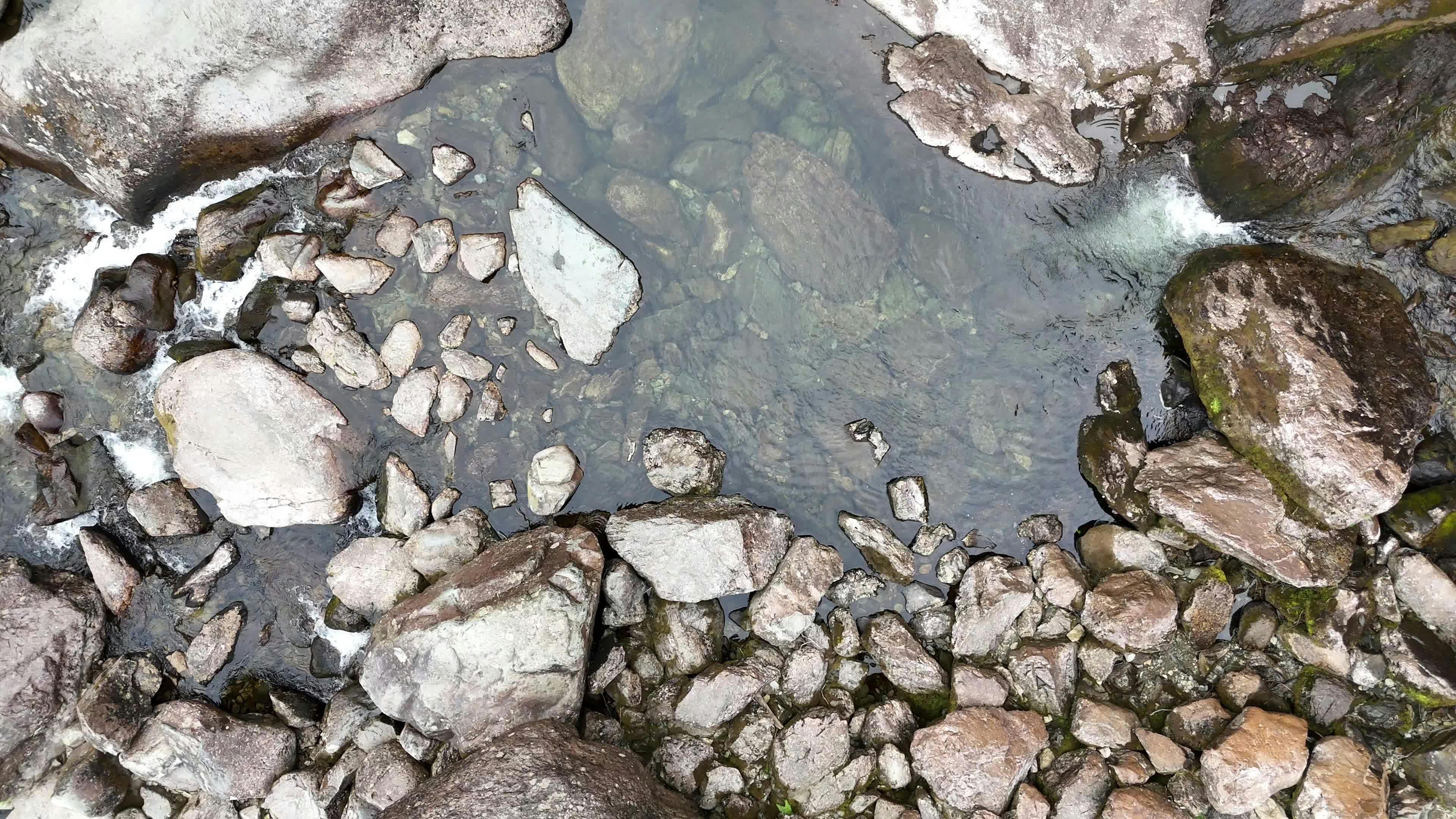 A stream of water flowing through rocks and gravel Free Stock Video ...