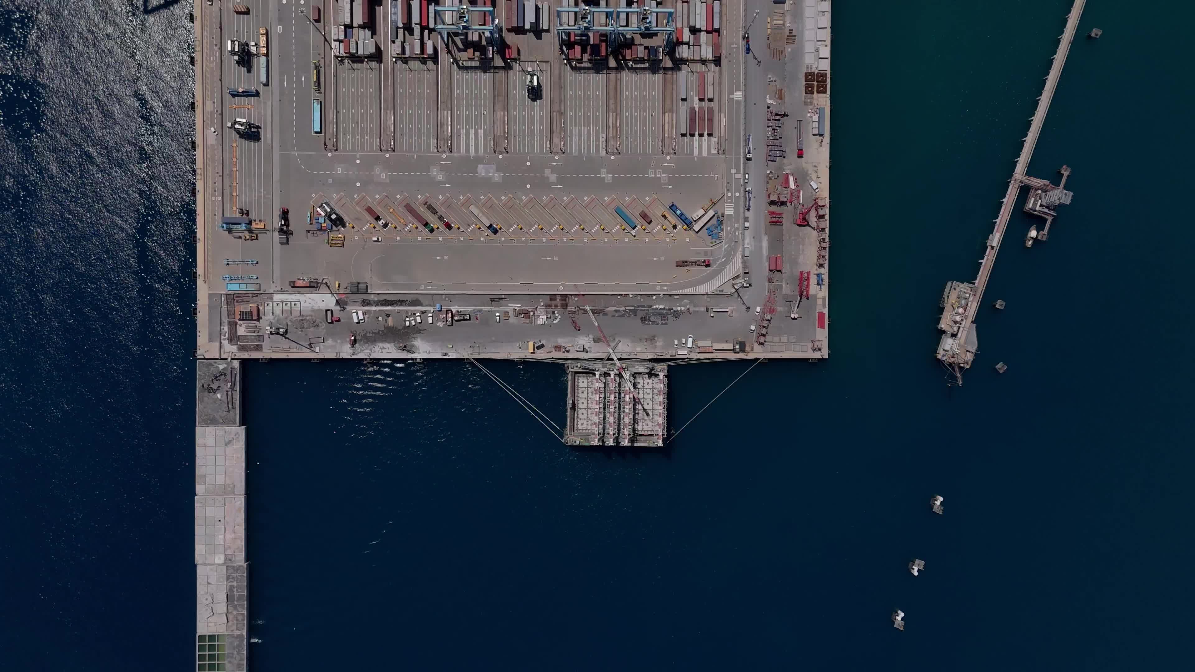 An aerial view of a port with containers Free Stock Video Footage ...