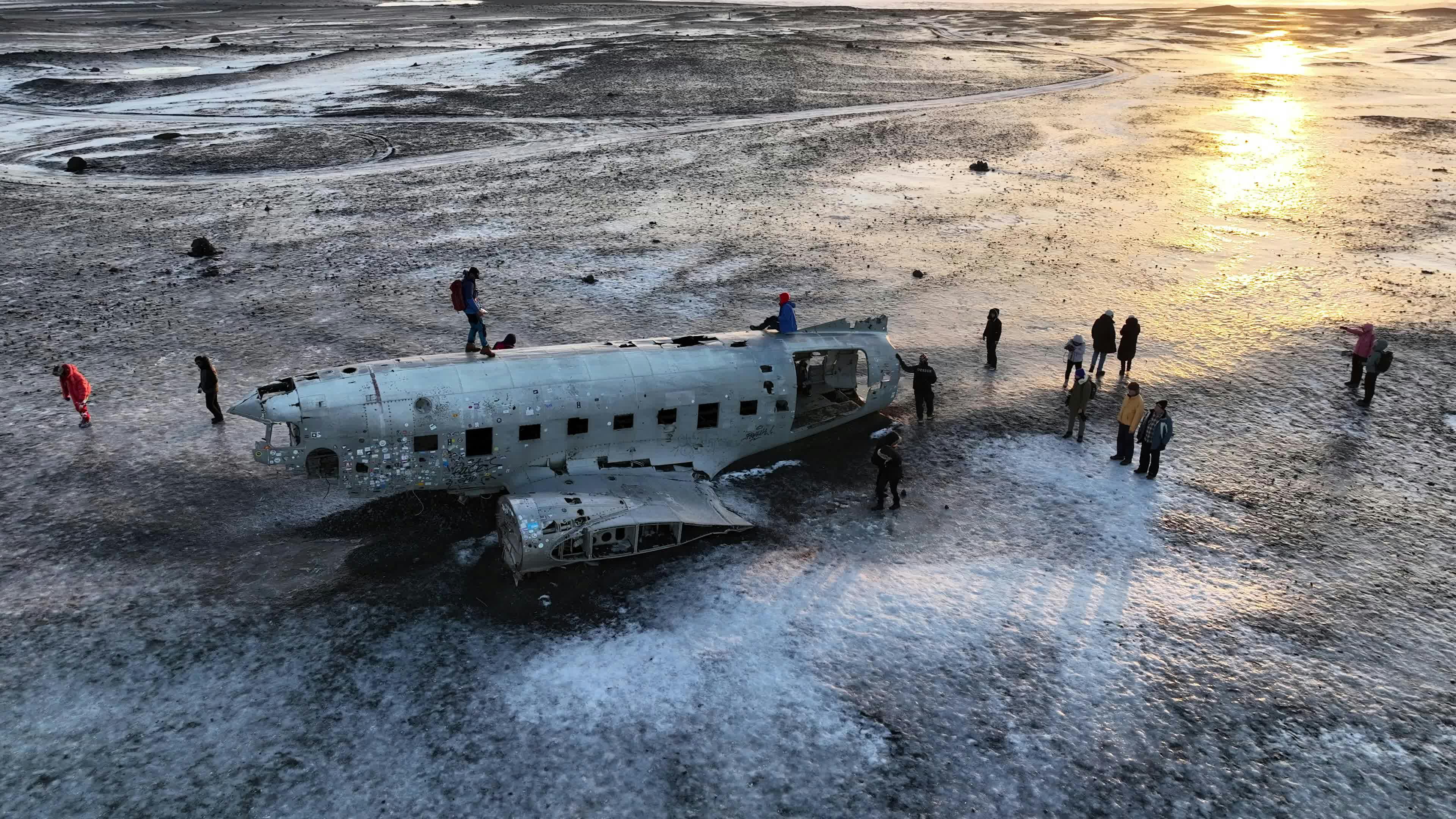 A plane is seen in the middle of the ice Free Stock Video Footage ...