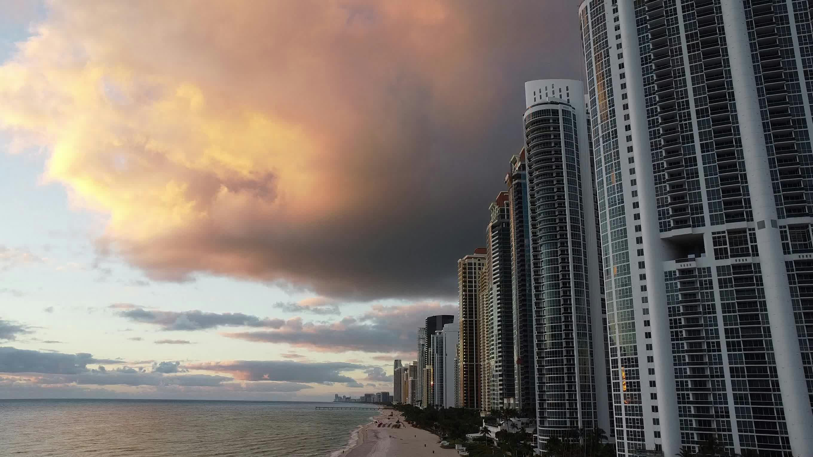 Gloomy Sky over Sunny Isles Beach, Florida Free Stock Video Footage ...