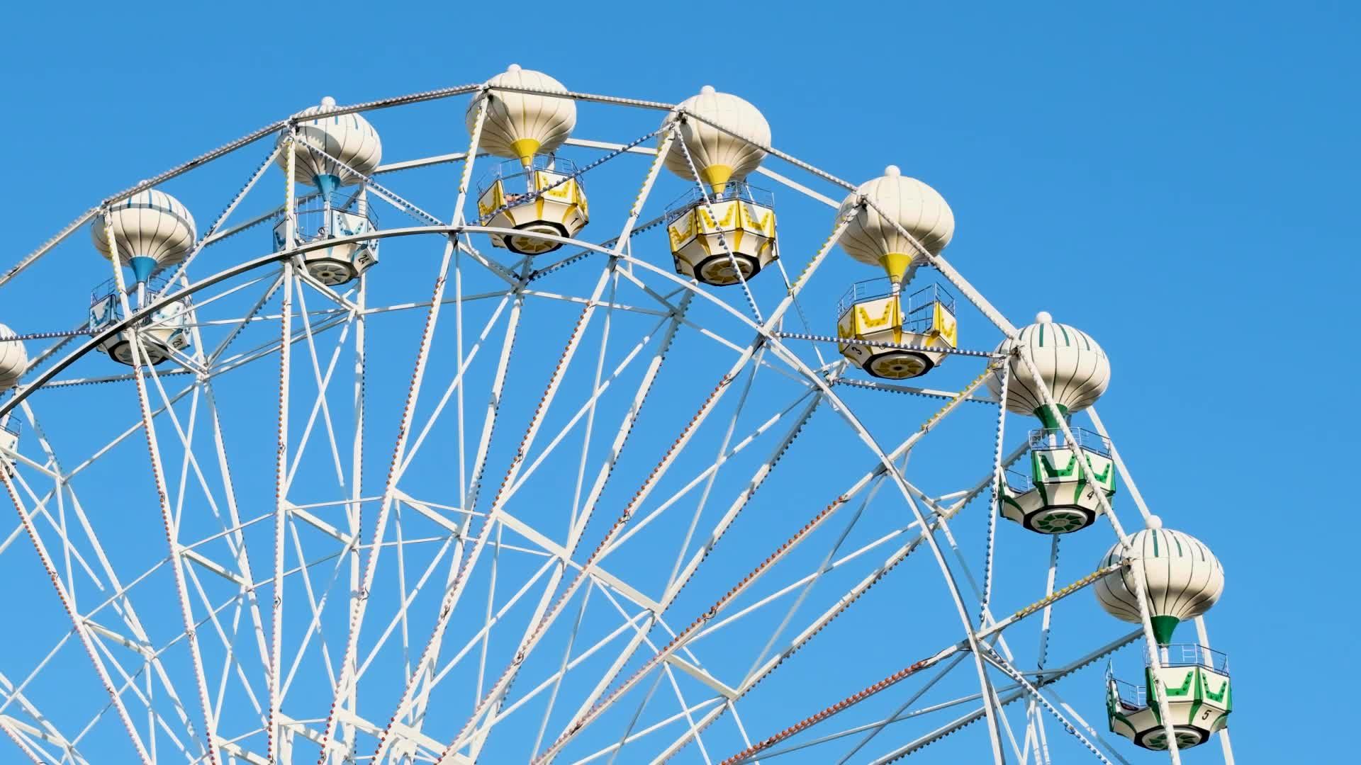 Ferris Wheel Close-Up Against Clear Blue Sky Free Stock Video Footage ...