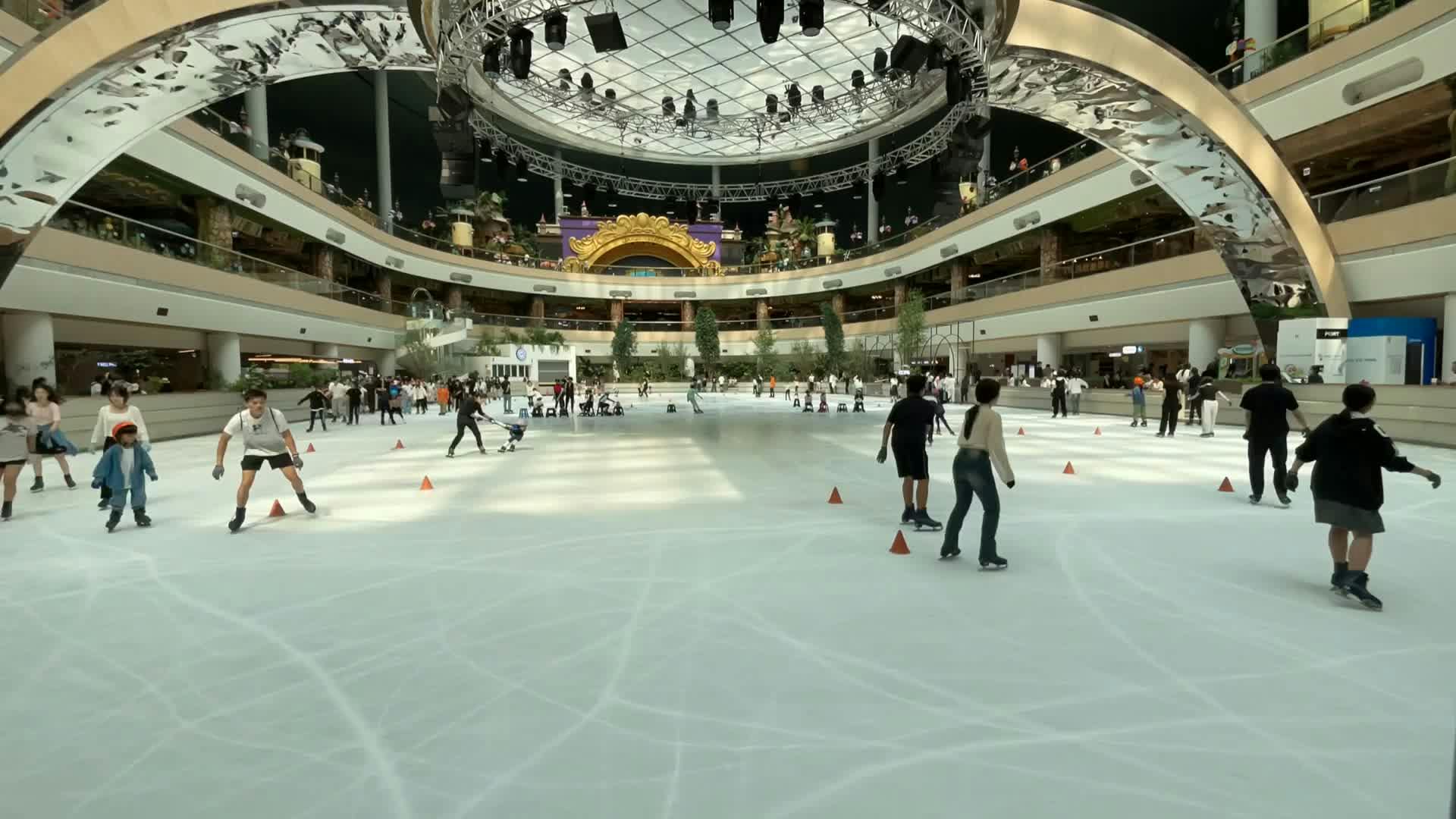 People skate on an ice rink in a mall Free Stock Video Footage, Royalty ...