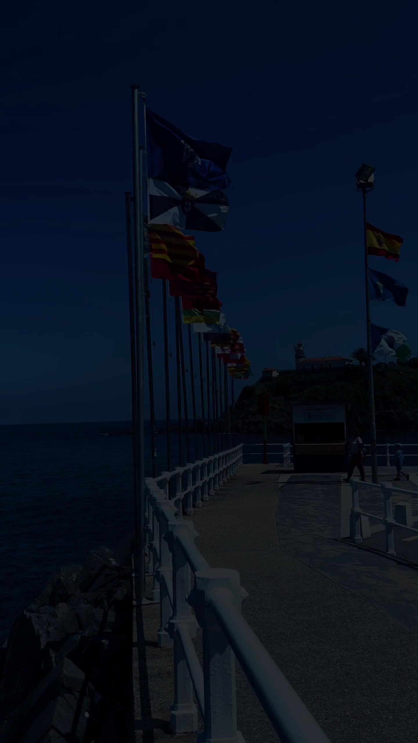 A pier with flags and a walkway leading to it Free Stock Video Footage ...