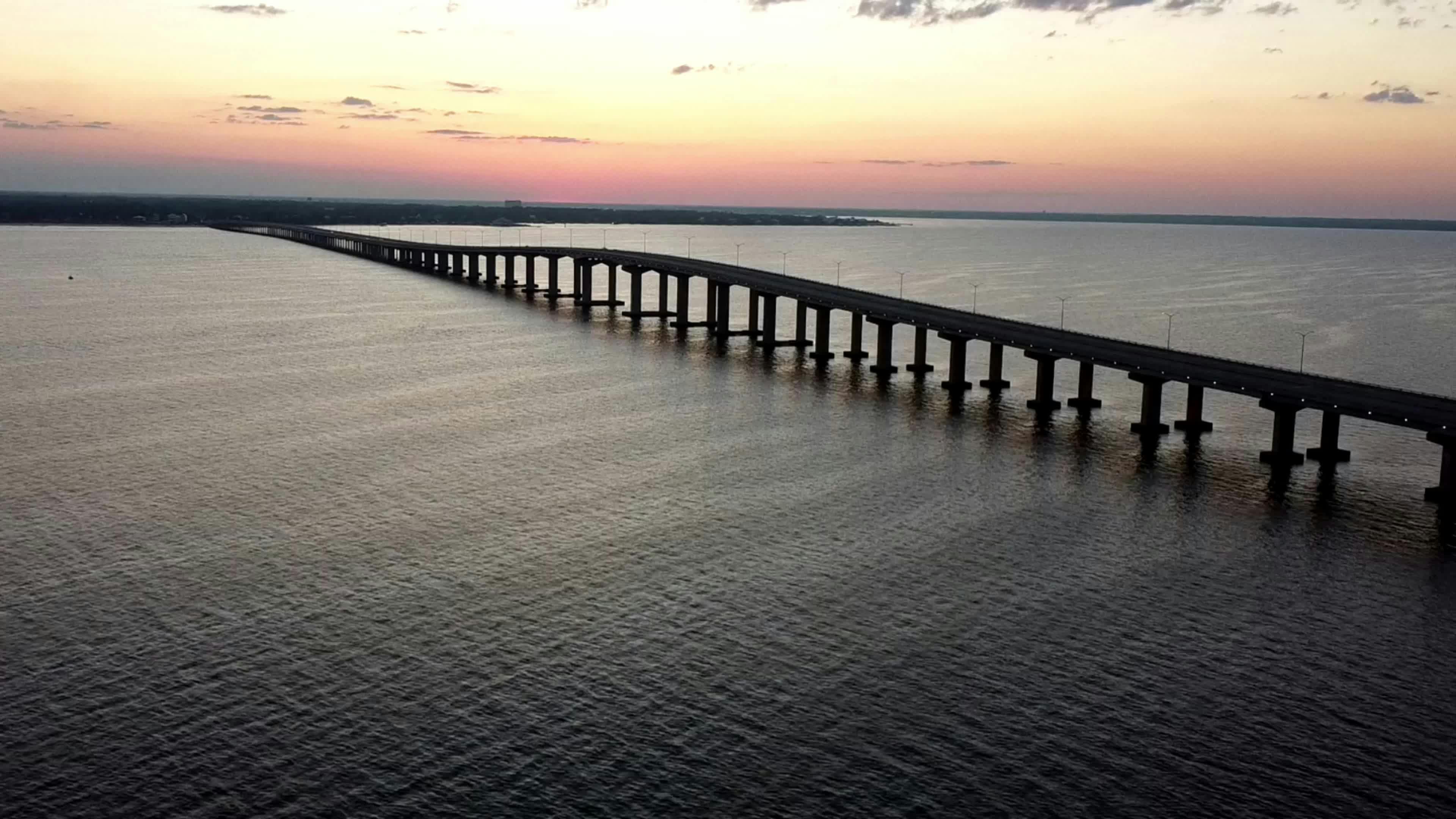 4k Drone Video of Bay St Louis Bridge from Pass Christian, Mississippi ...