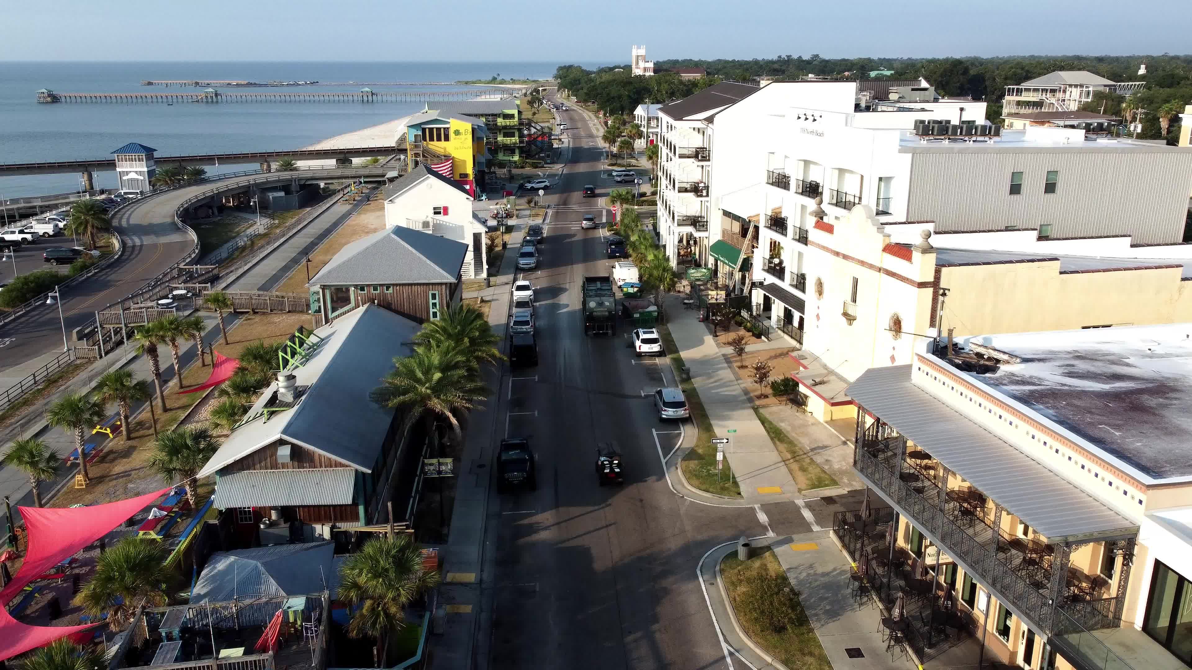 Bay St Louis Downtown Flyover 4k Aerial Drone Free Stock Video Footage ...