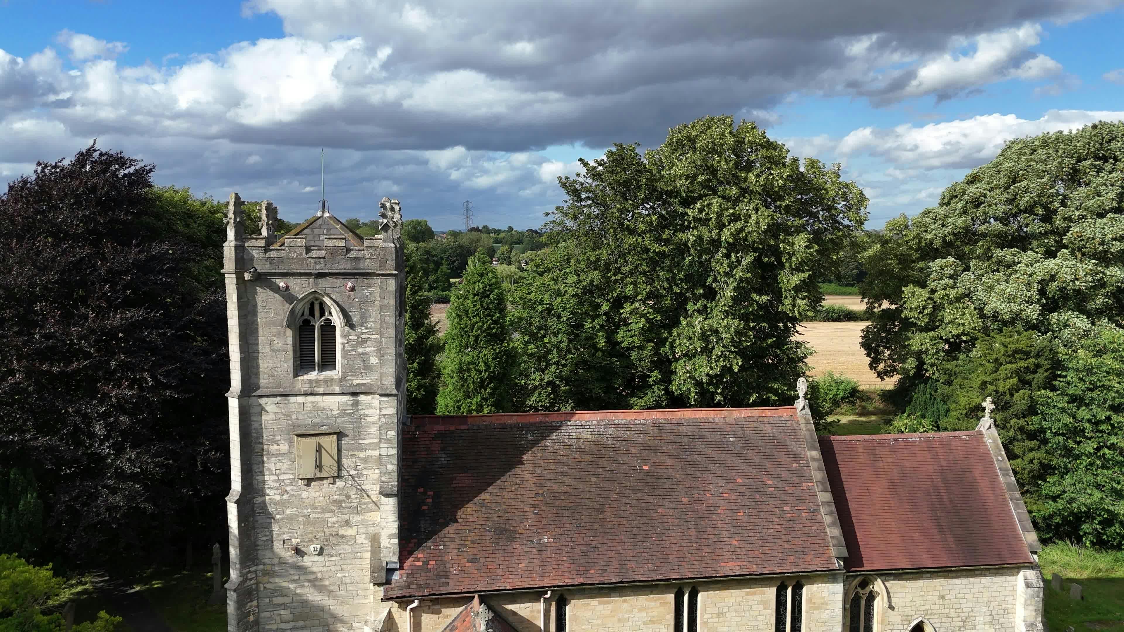 An aerial view of a church in the countryside Free Stock Video Footage ...