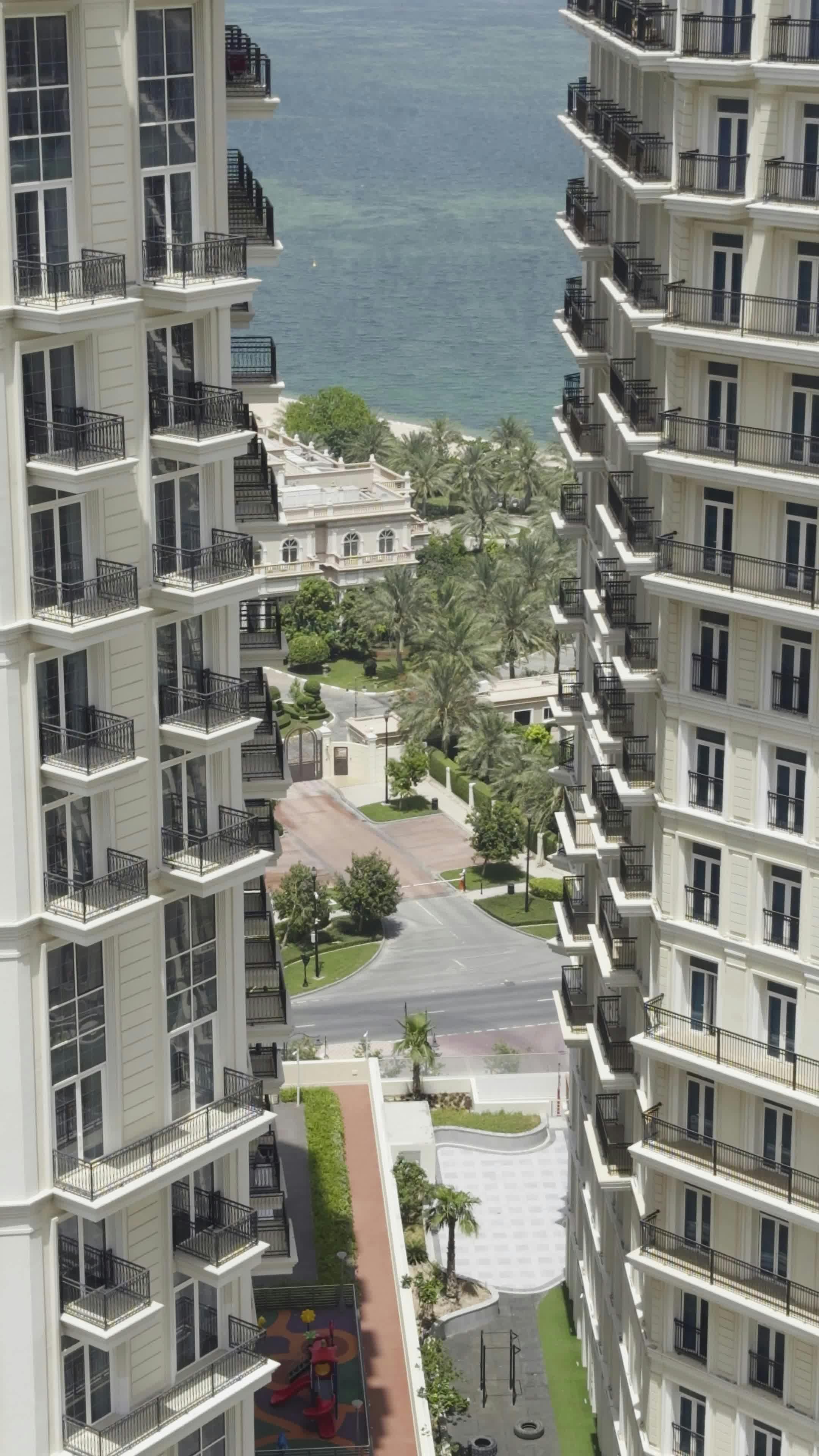 sea view seen between beautiful buildings Free Stock Video Footage ...