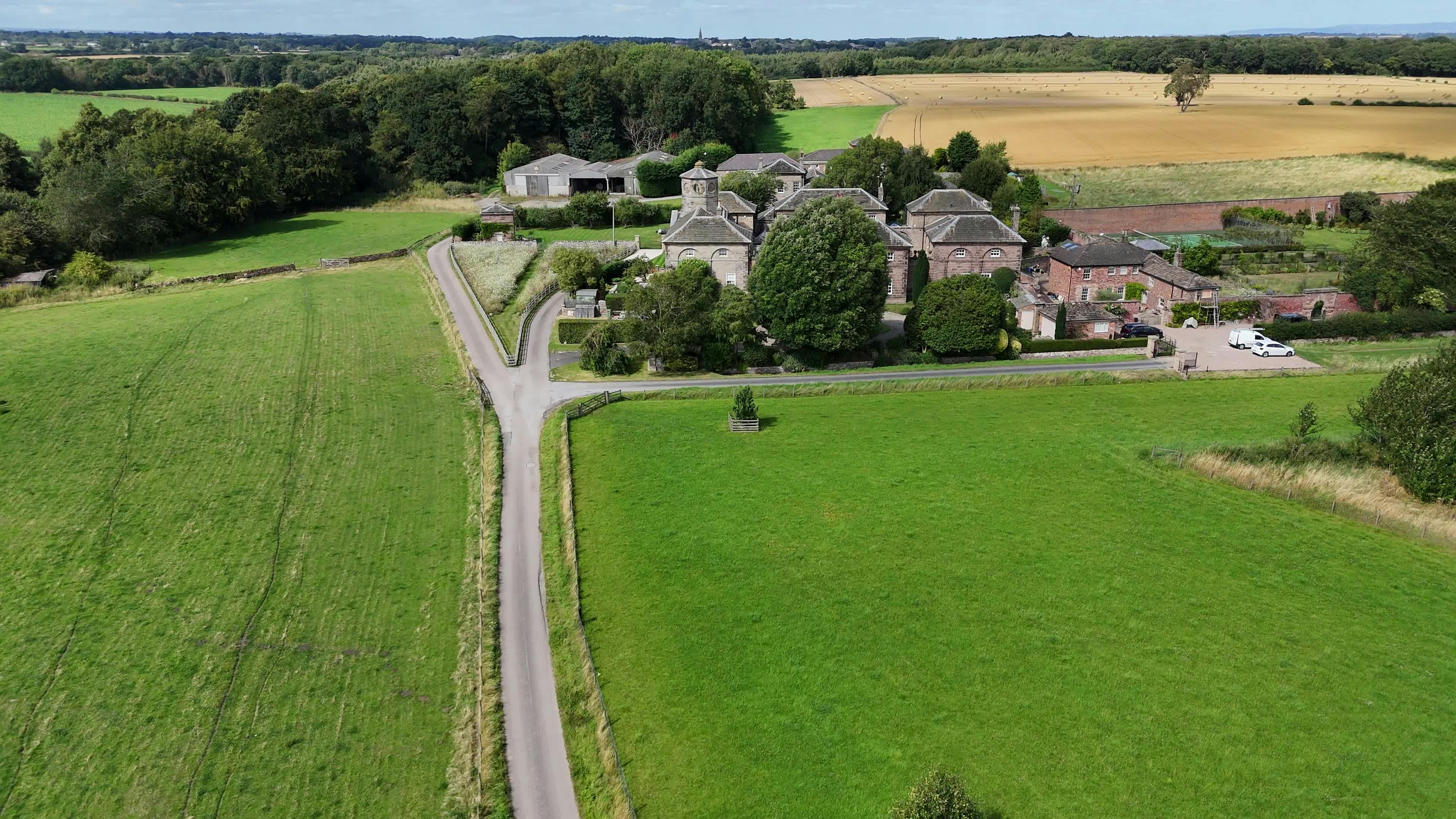 The aerial view of a large country estate Free Stock Video Footage ...