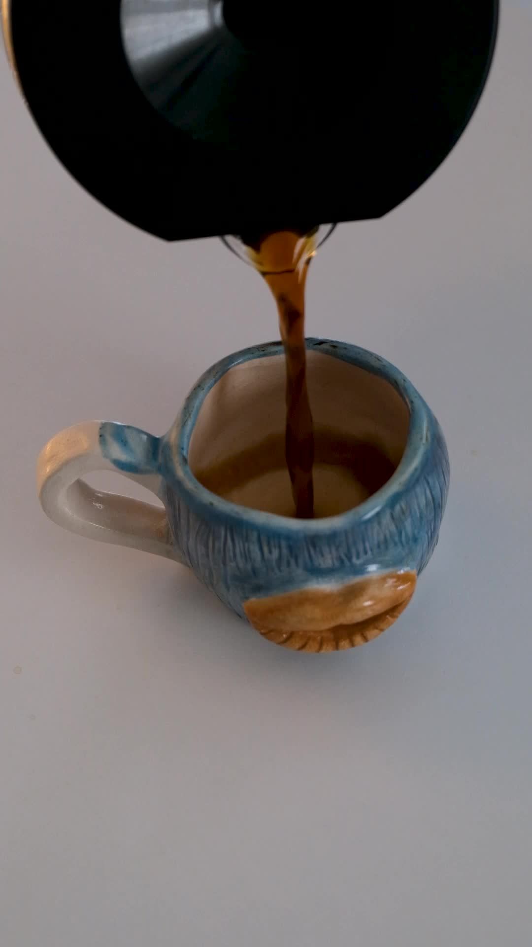 Pouring Fresh Coffee into Ceramic Mug Free Stock Video Footage, Royalty ...