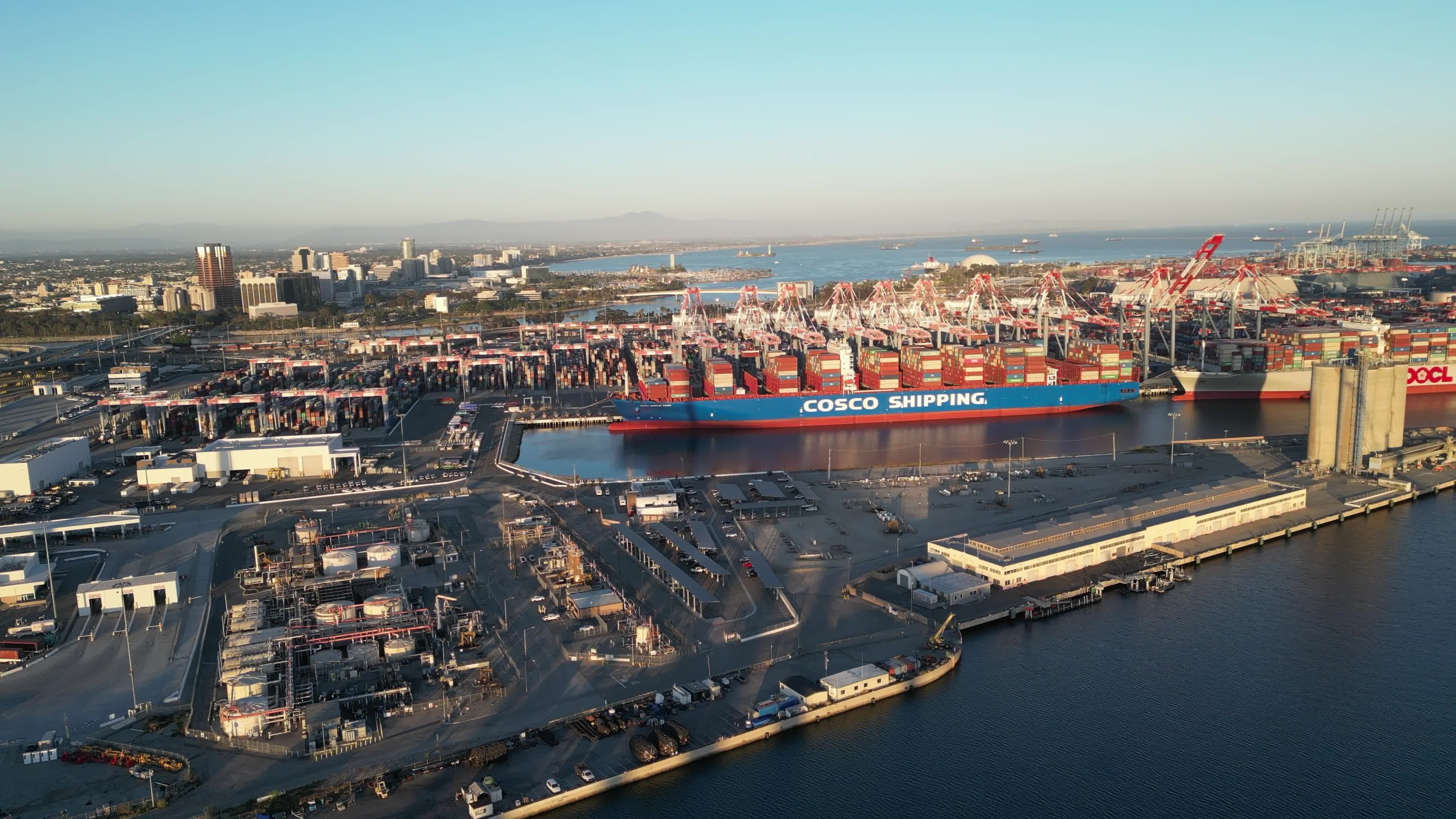 Port Of Long Beach, Cargo Ships Loading and Unloading, California ...