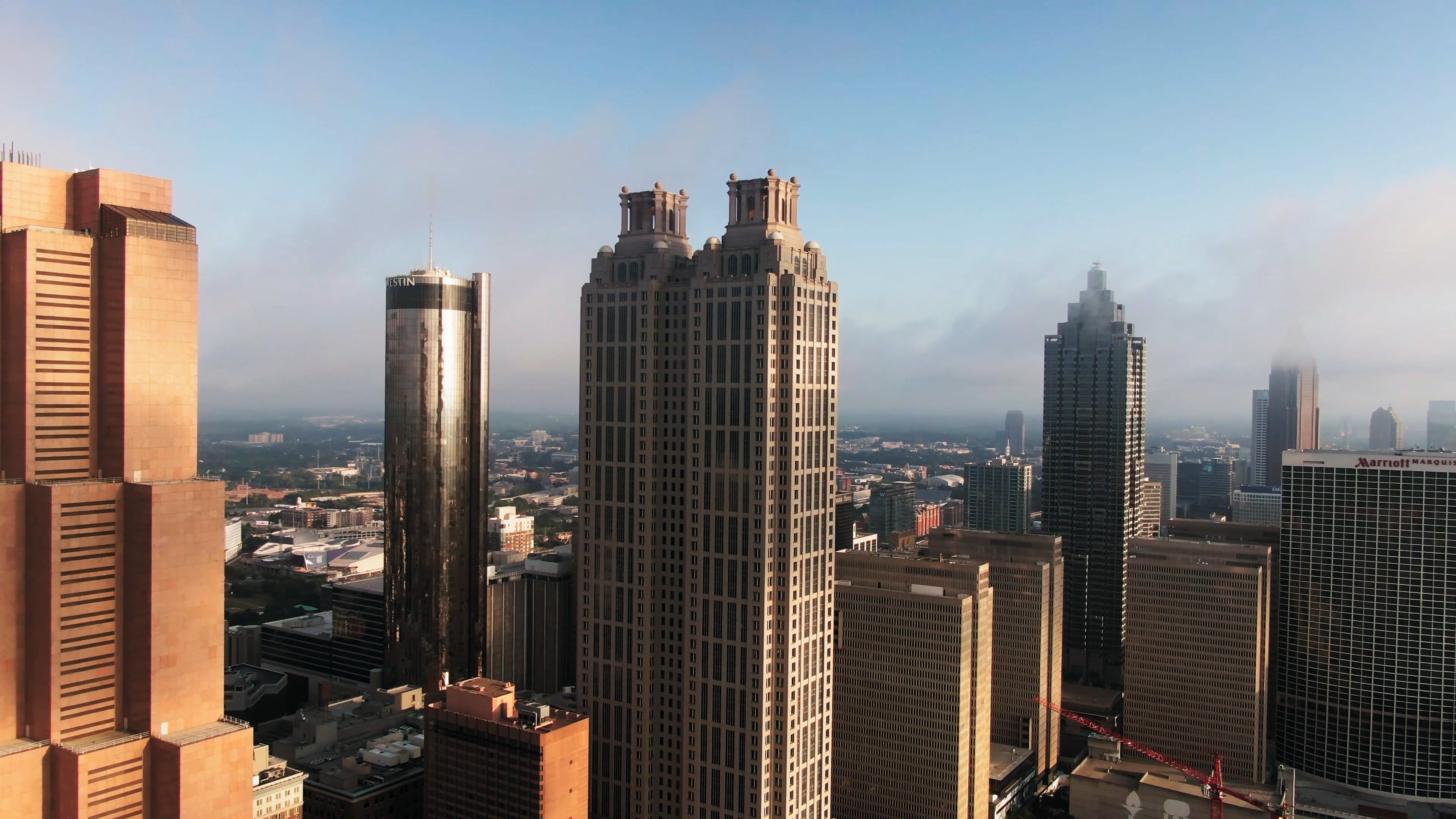 Aerial View Of City Landscape On A Foggy Day · Free Stock Video