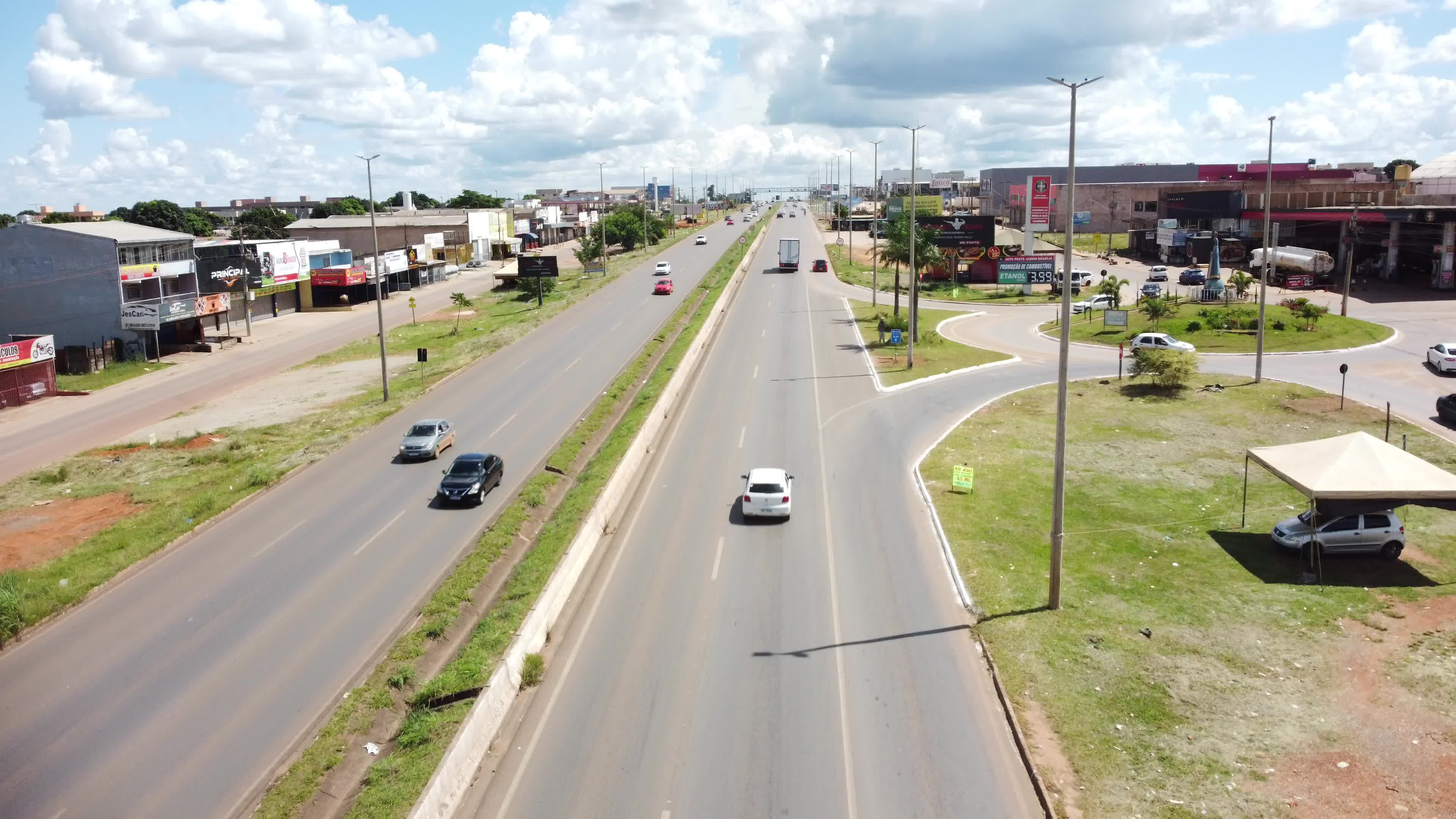 An aerial view of a highway with cars driving on it Free Stock Video ...