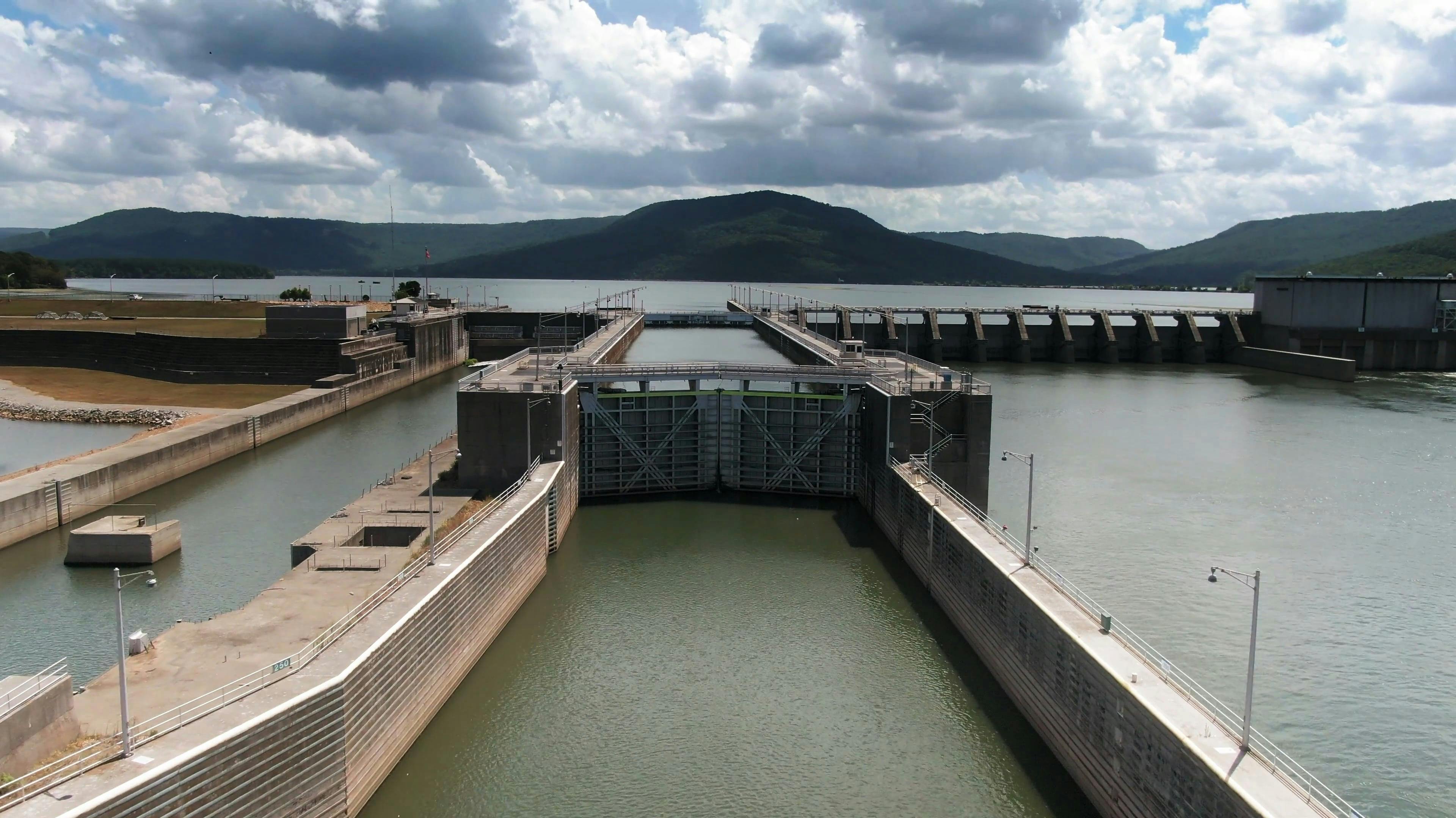 Drone Footage Of A Dam Gates And Walls · Free Stock Video