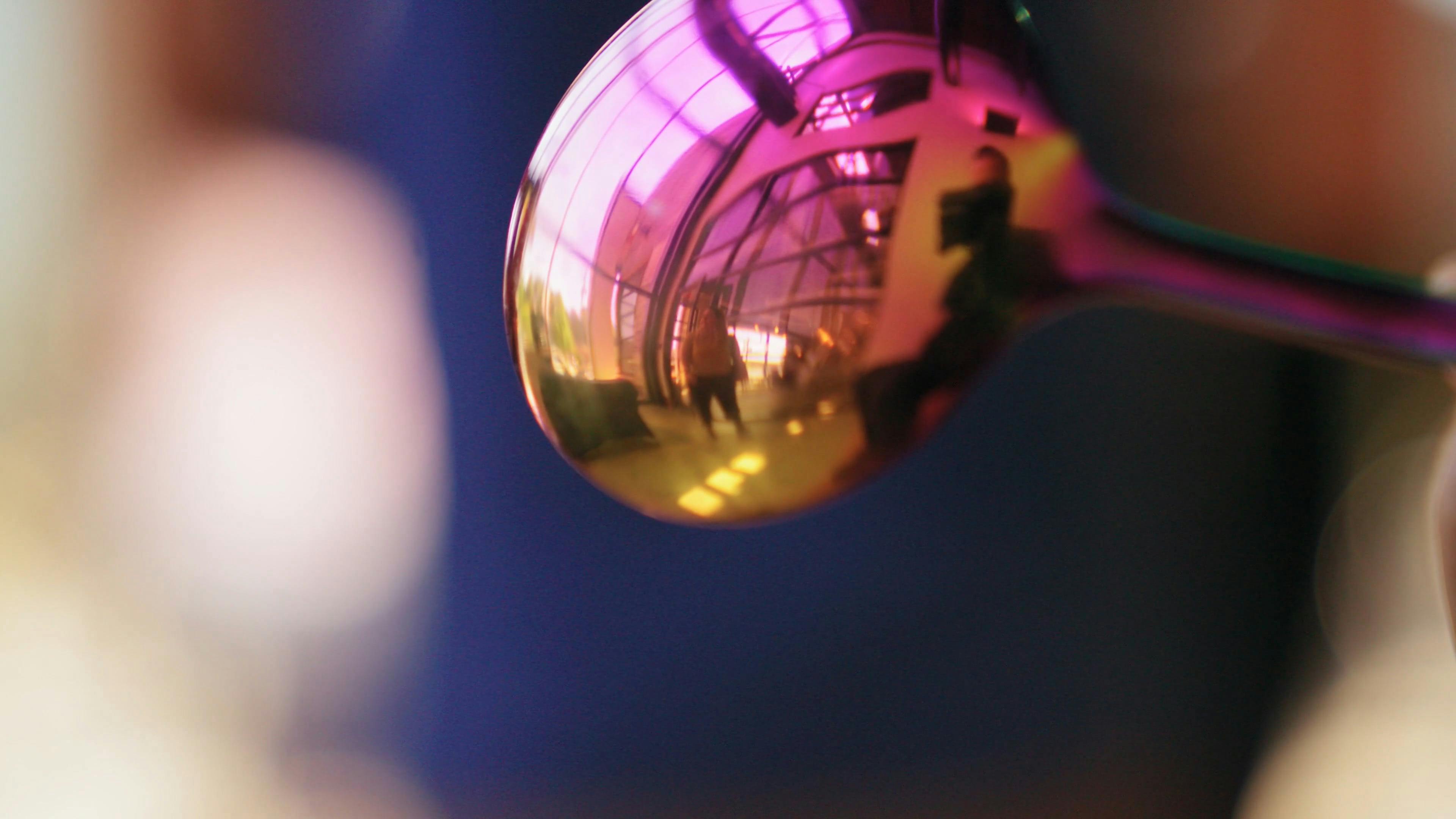 A Woman Reflection In A Stainless Spoon · Free Stock Video