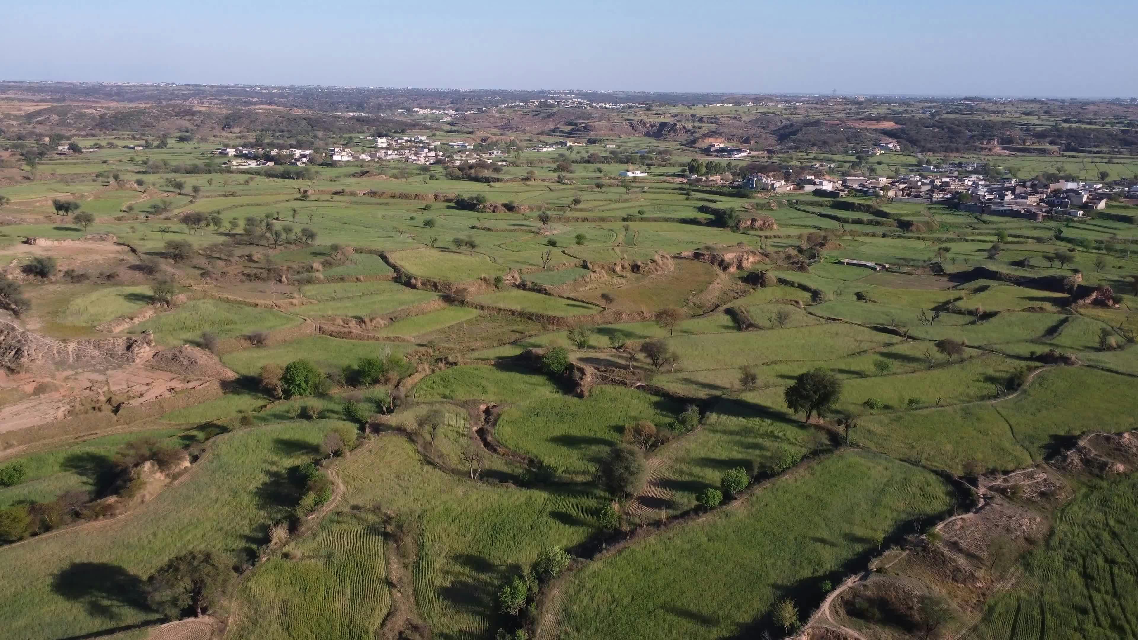 Aerial View of Rural Farmland and Village Free Stock Video Footage ...