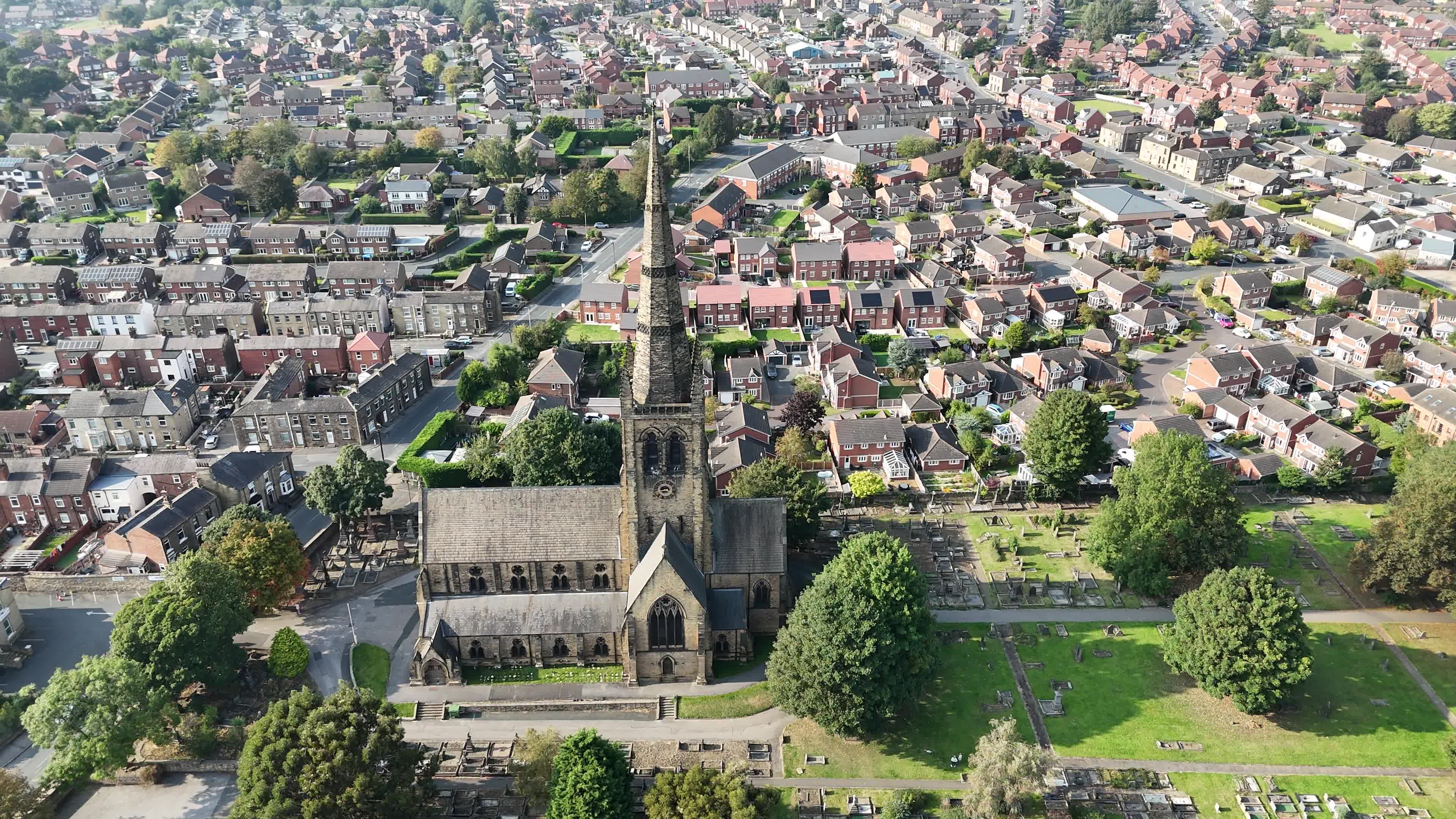 An aerial view of a church and surrounding area Free Stock Video ...