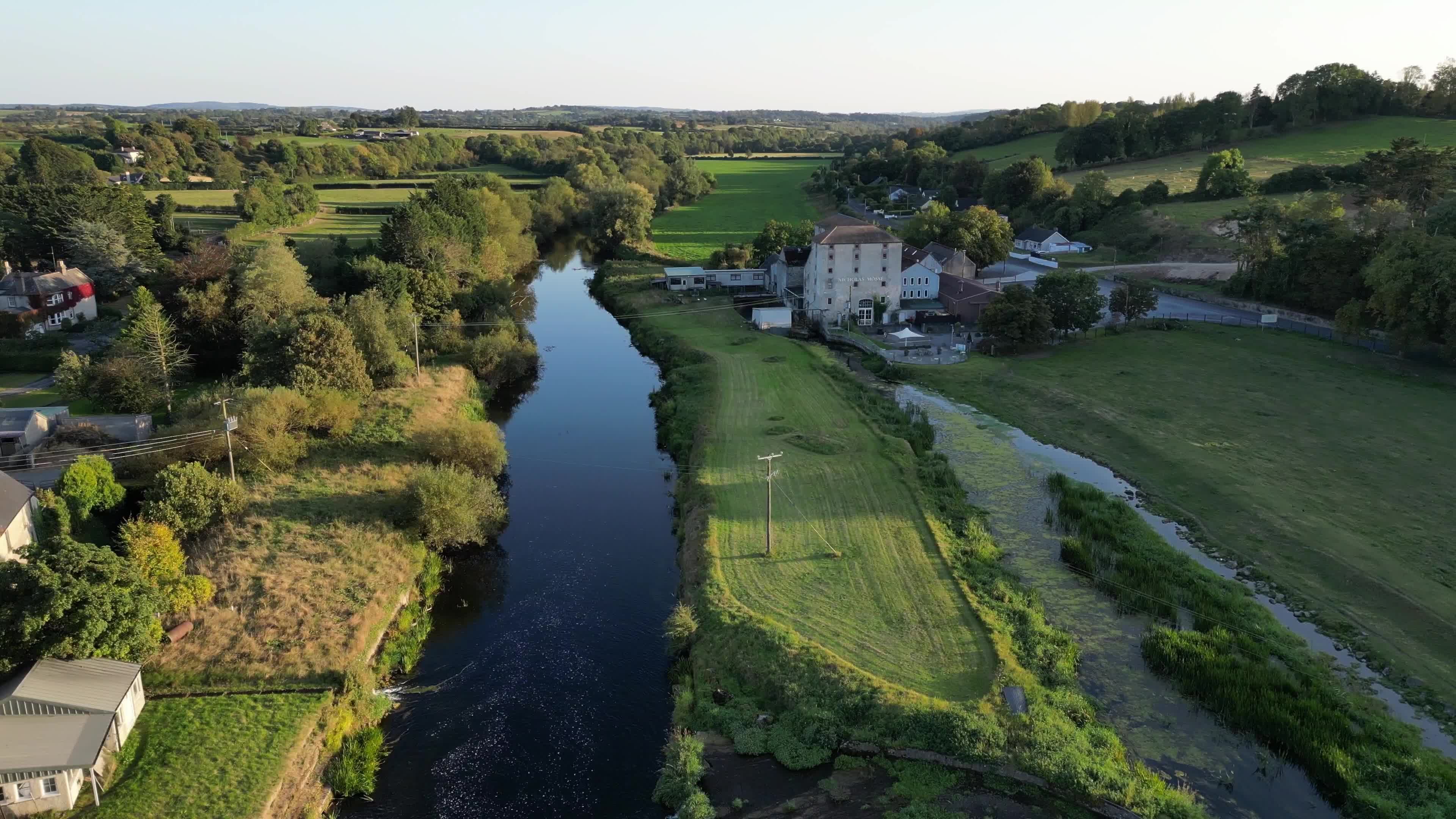 Stunning Aerial View of Irish Countryside River Free Stock Video ...