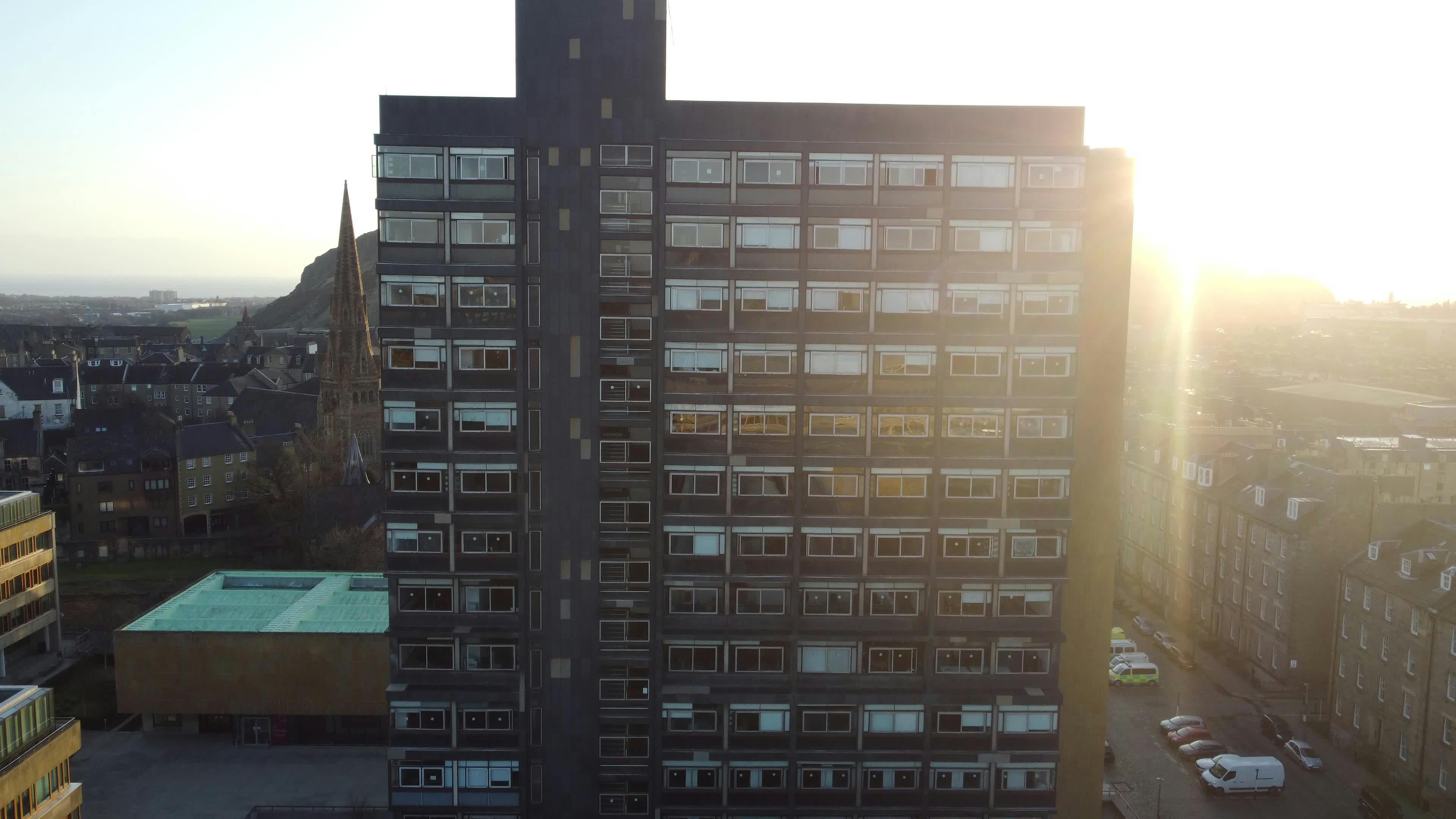 Sunrise Aerial View of Edinburgh High-rise Free Stock Video Footage ...