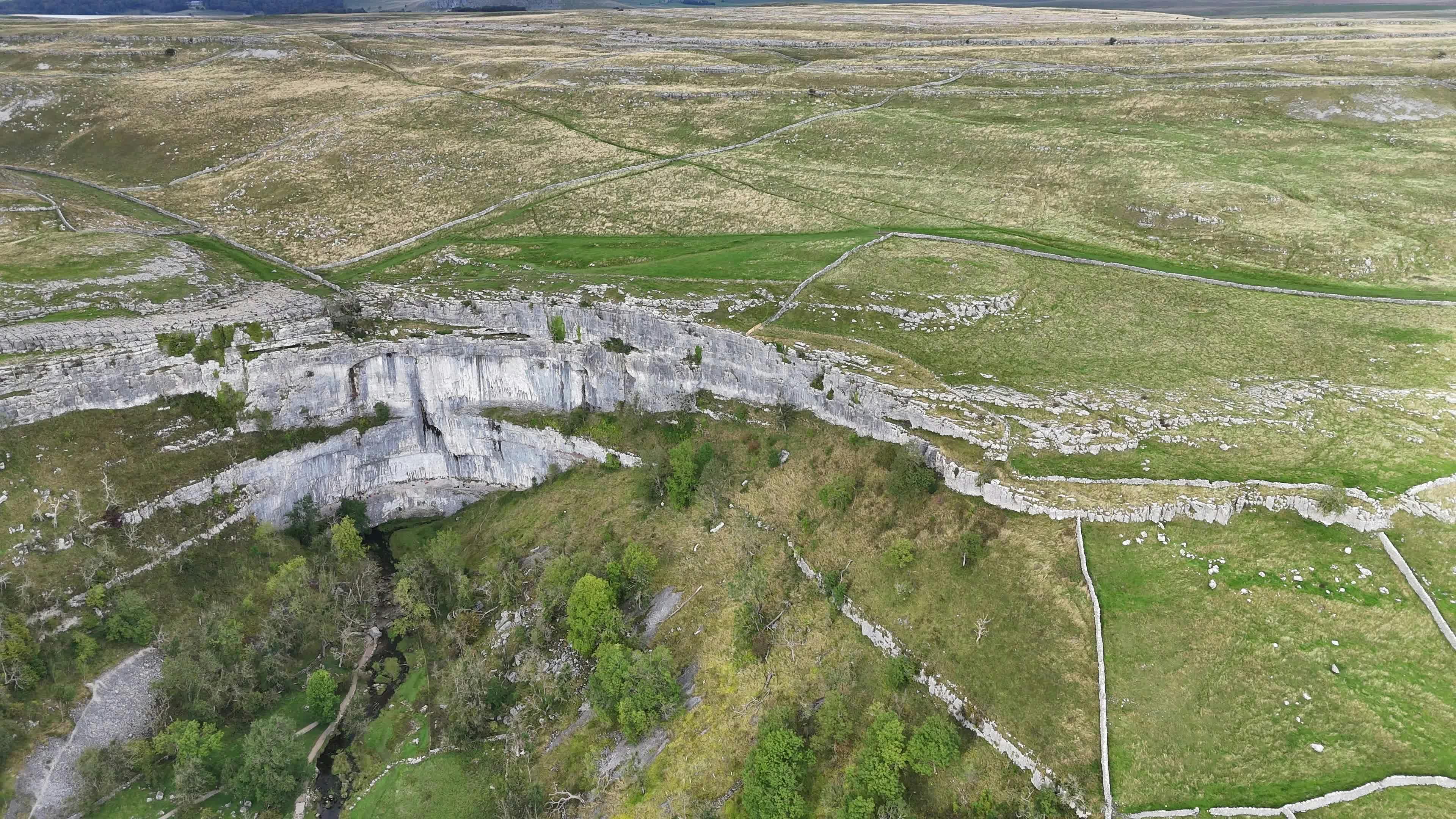 Aerial View of Stunning Limestone Cliffs and Green Valleys Free Stock ...