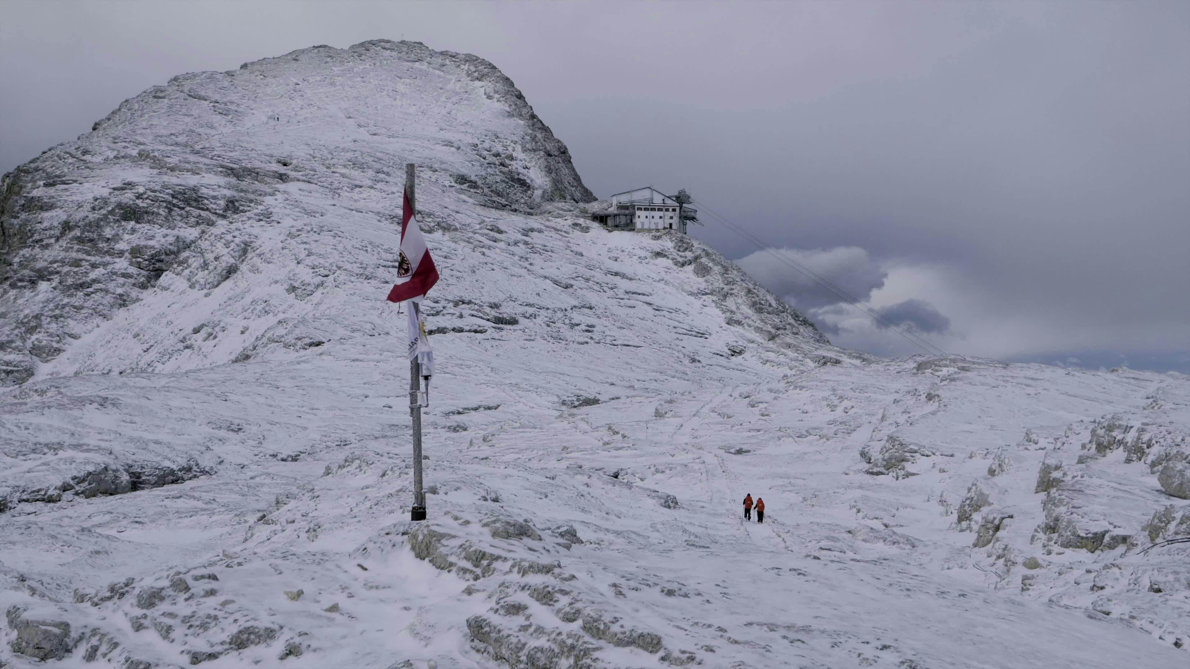 Snowy Mountain Landscape with Alpine Flag Free Stock Video Footage ...