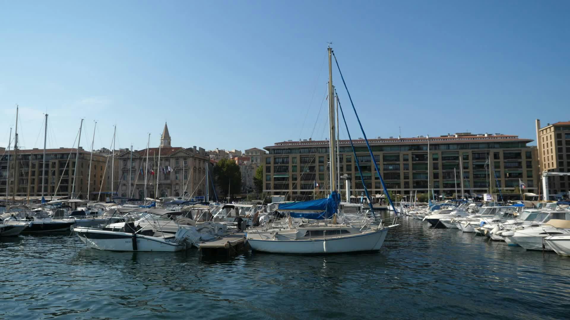 Scenic Marina with Sailboats in Sunny Harbor Free Stock Video Footage ...