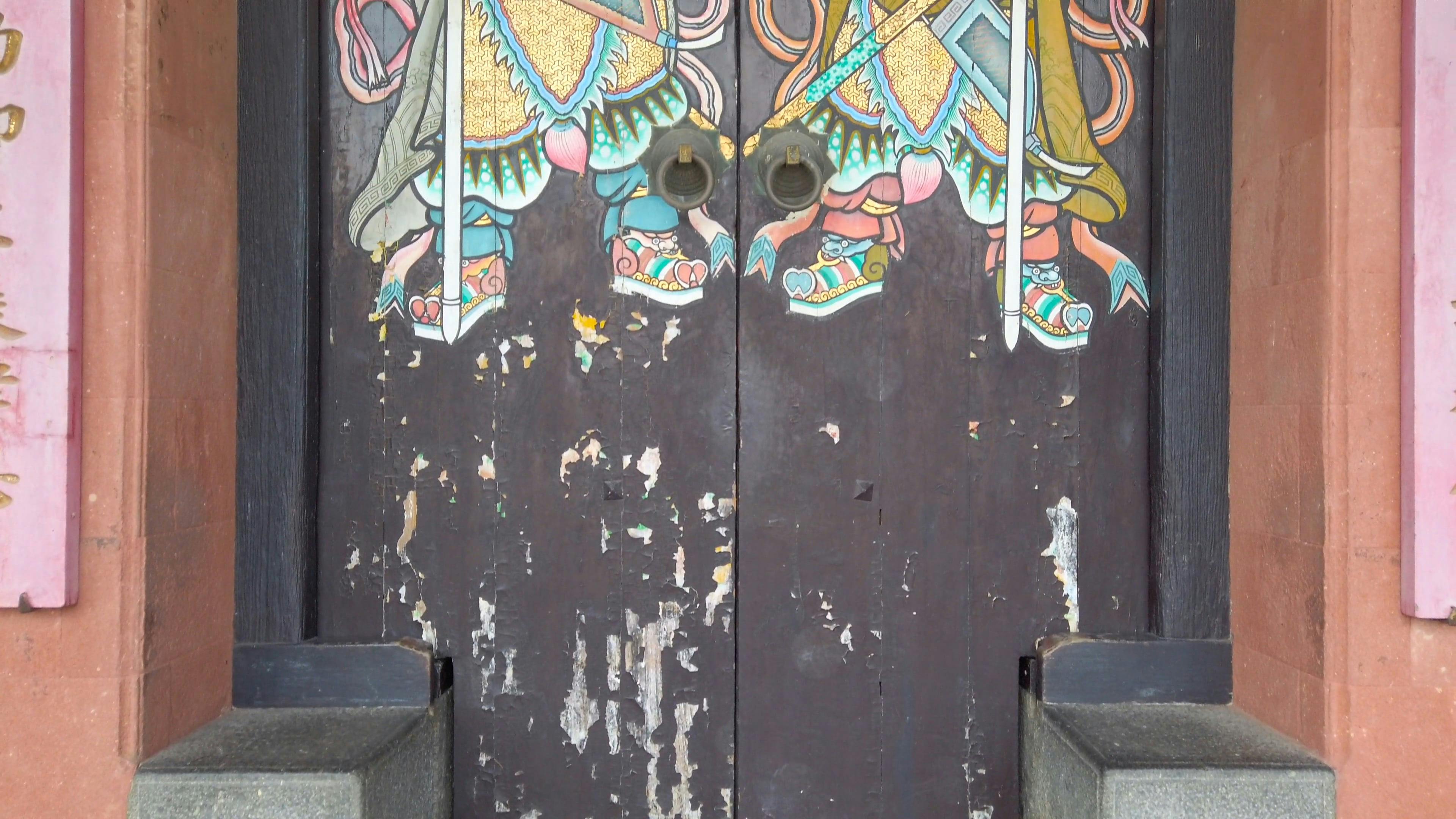 A Low Angle Shot of a Front Door with Art Free Stock Video Footage ...