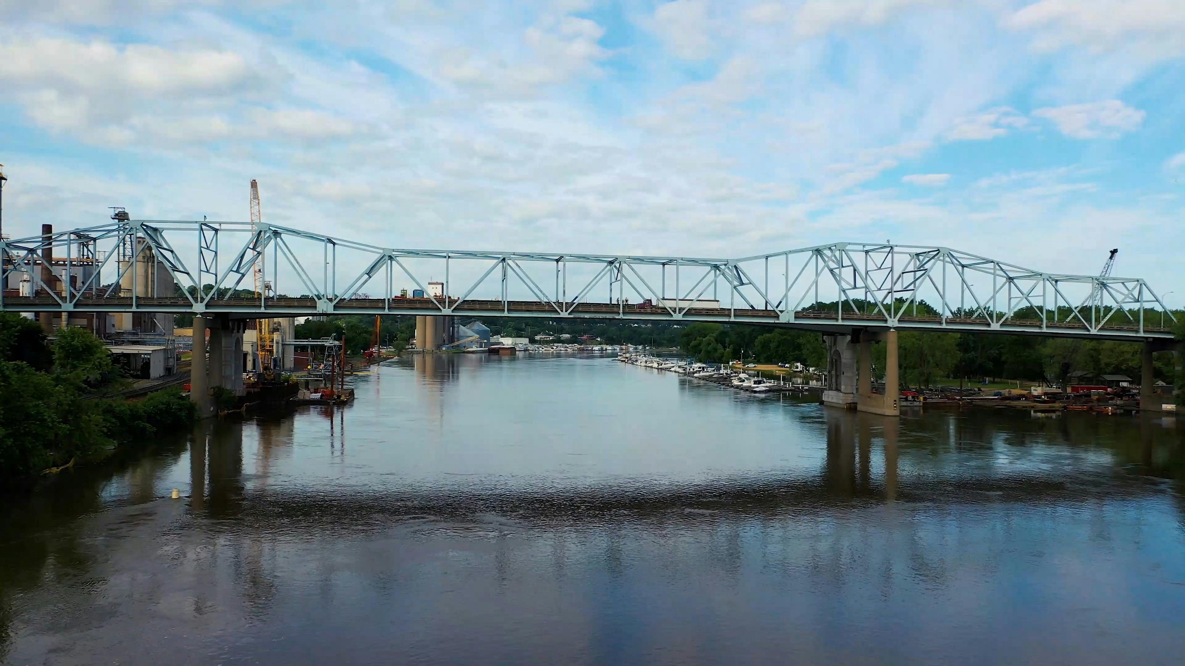 Aerial Footage Of Structures Built On The Riverbanks · Free Stock Video