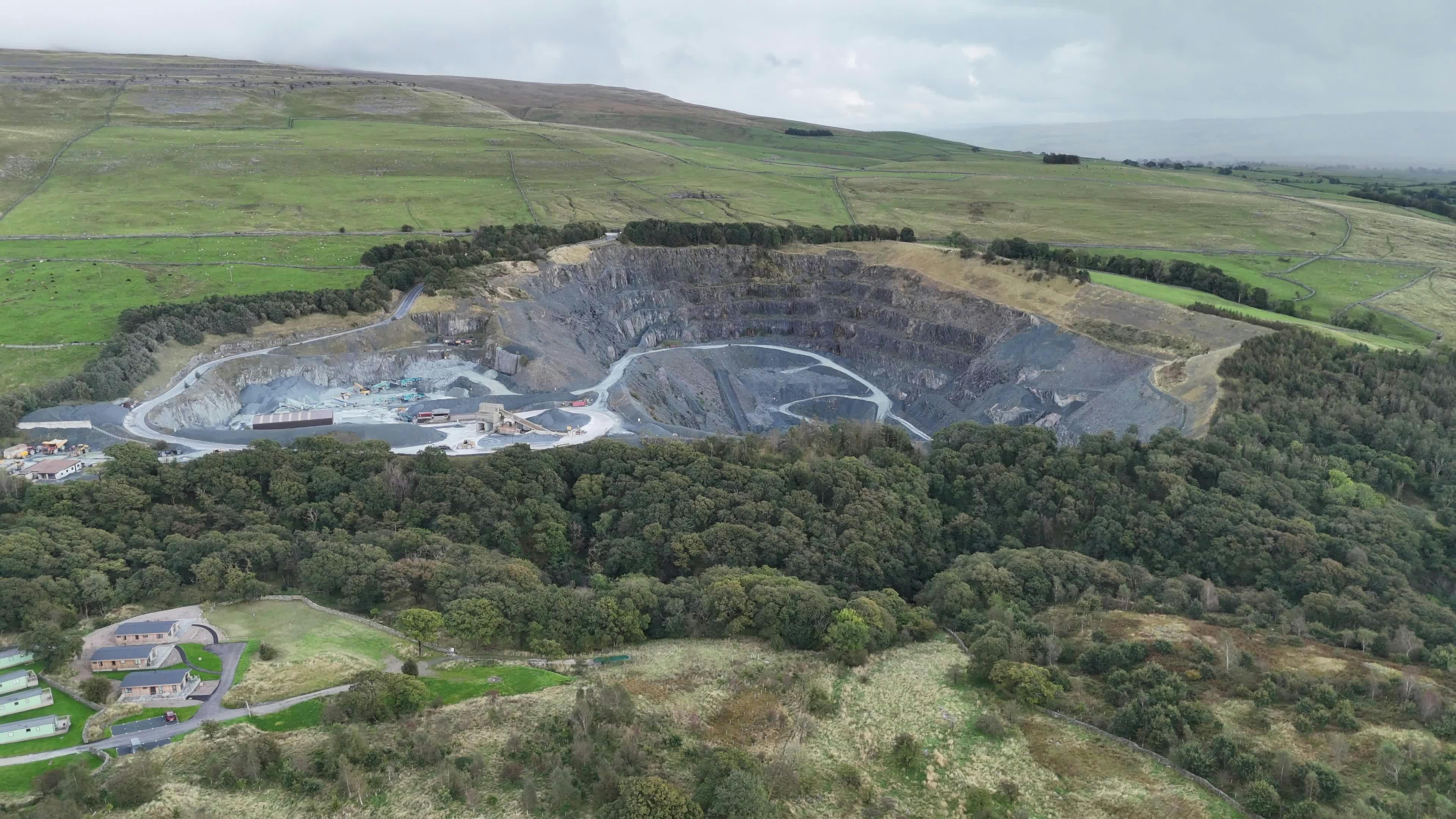 Aerial View of Quarry in Lush Countryside Free Stock Video Footage ...