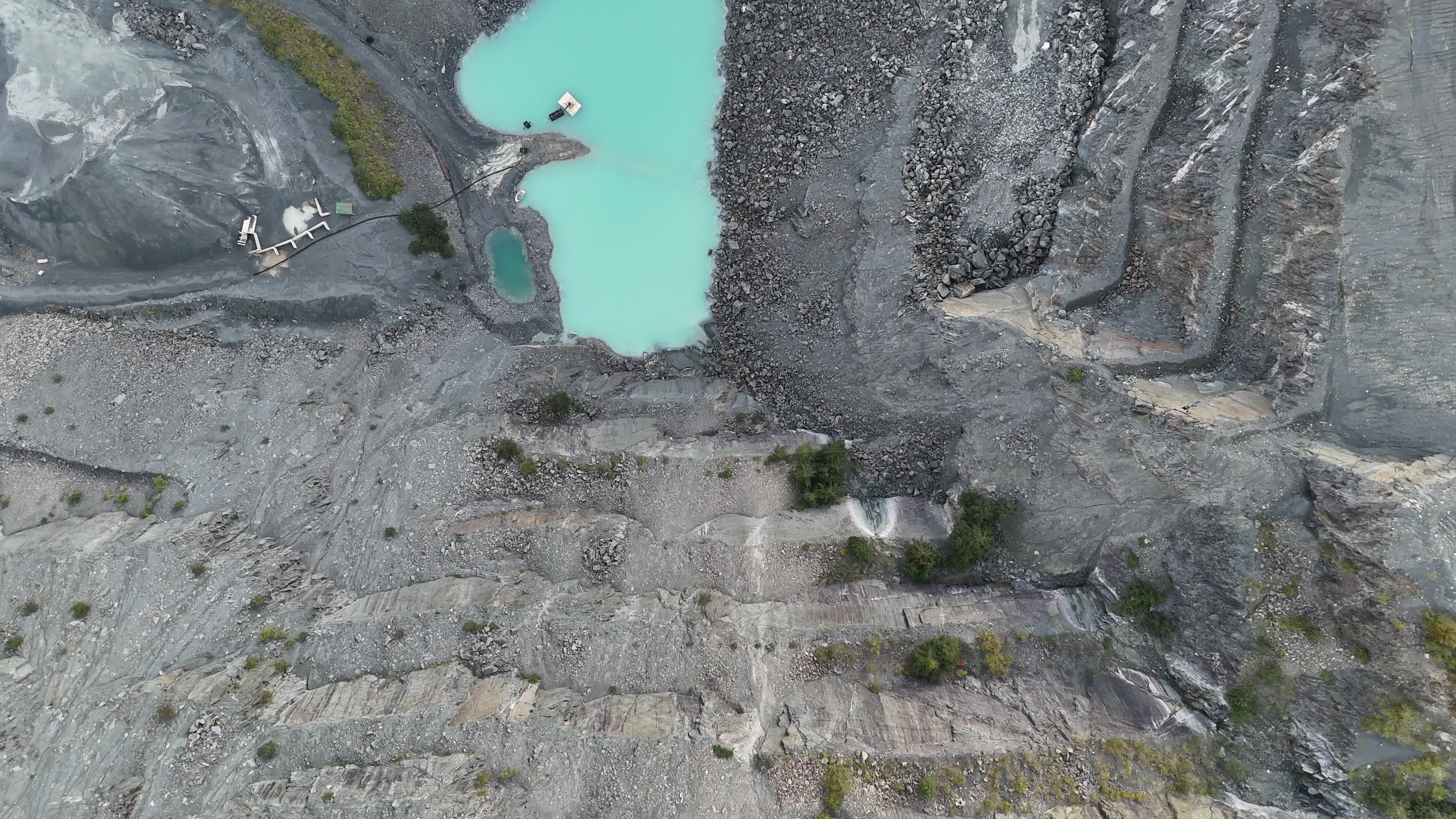 Aerial View of Quarry with Turquoise Lake Free Stock Video Footage ...