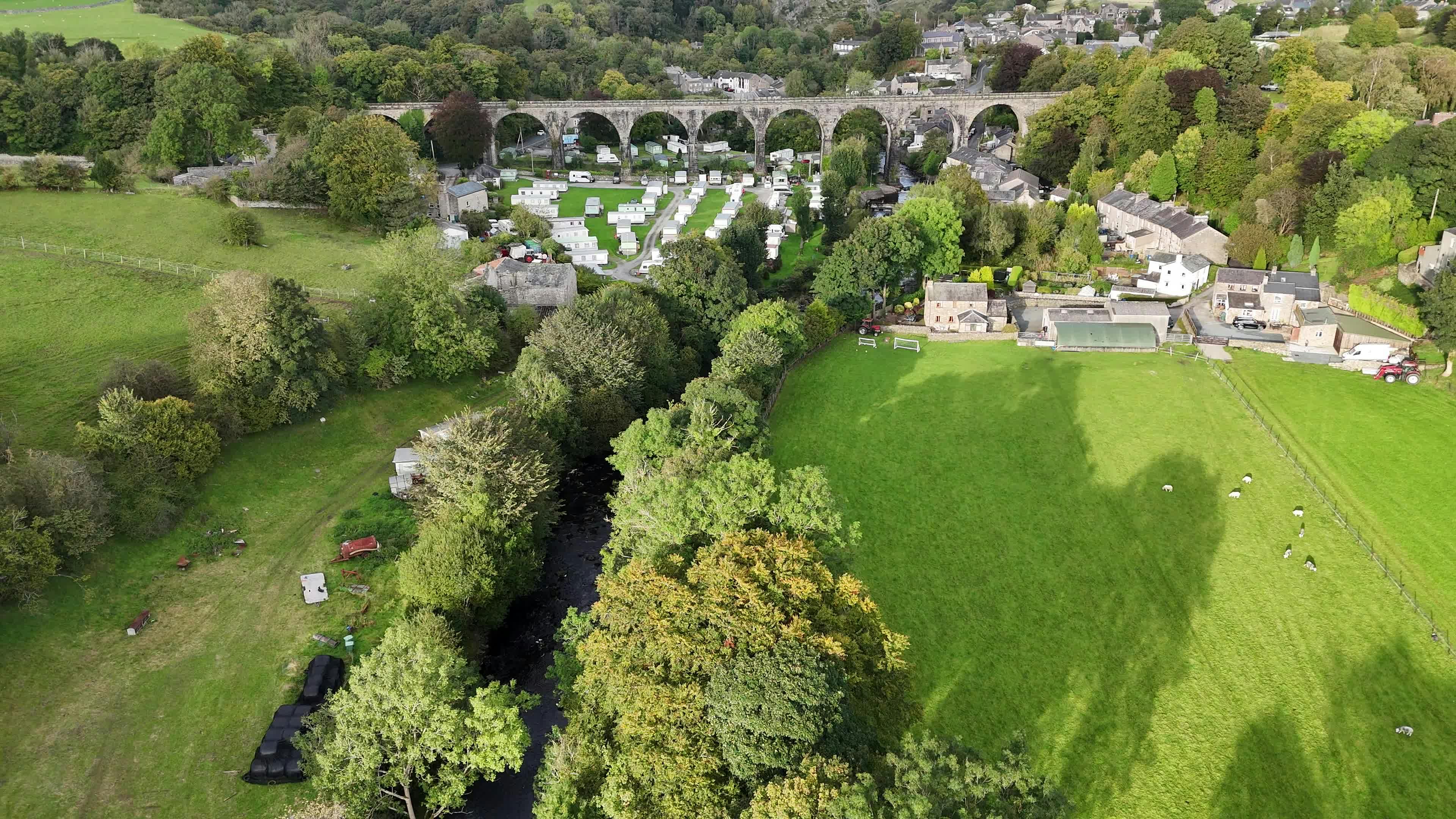 Aerial View of Scenic Rural Bridge and Landscape Free Stock Video ...