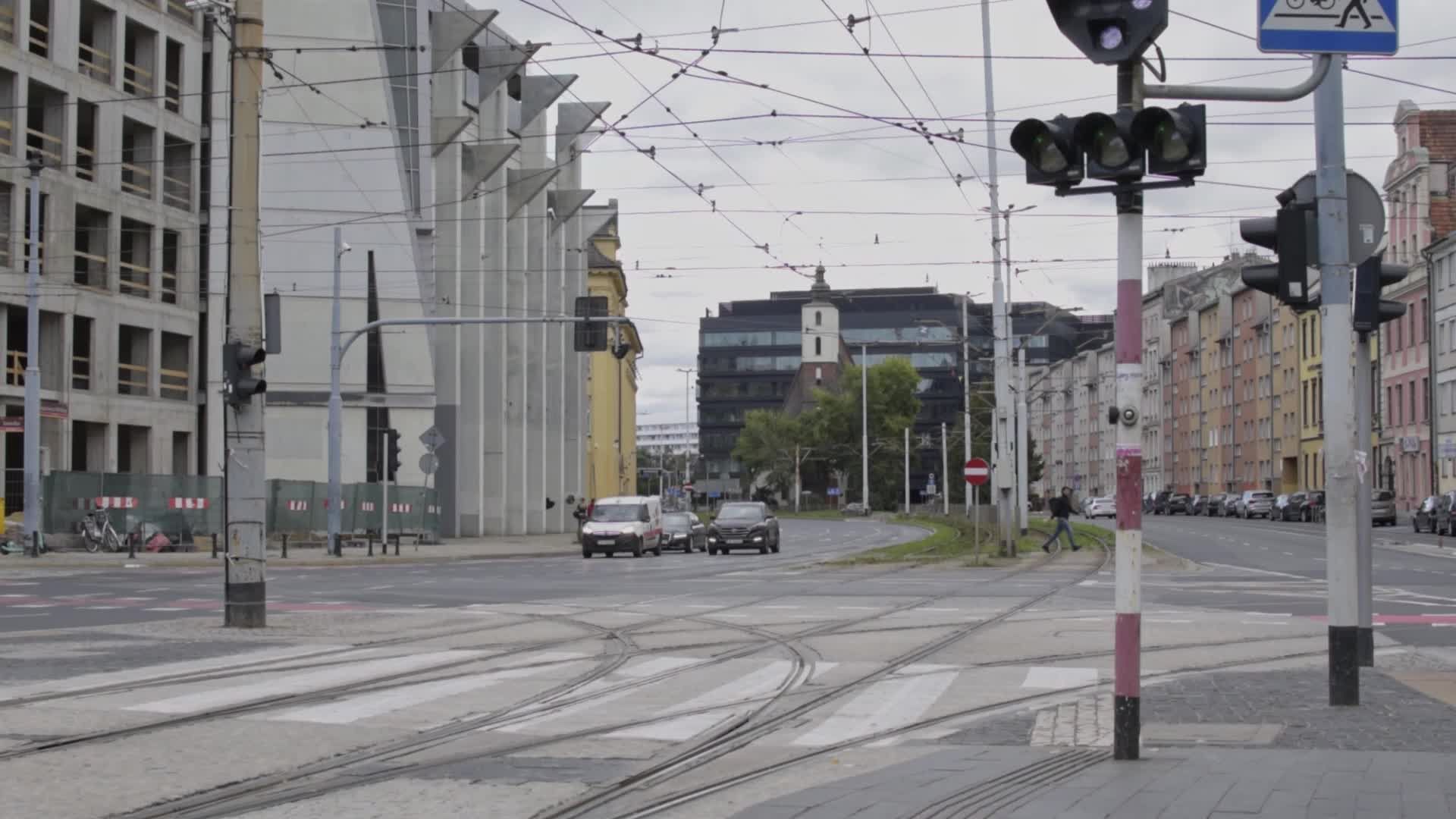 Busy Tram Intersection in Wroclaw, Poland Free Stock Video Footage ...