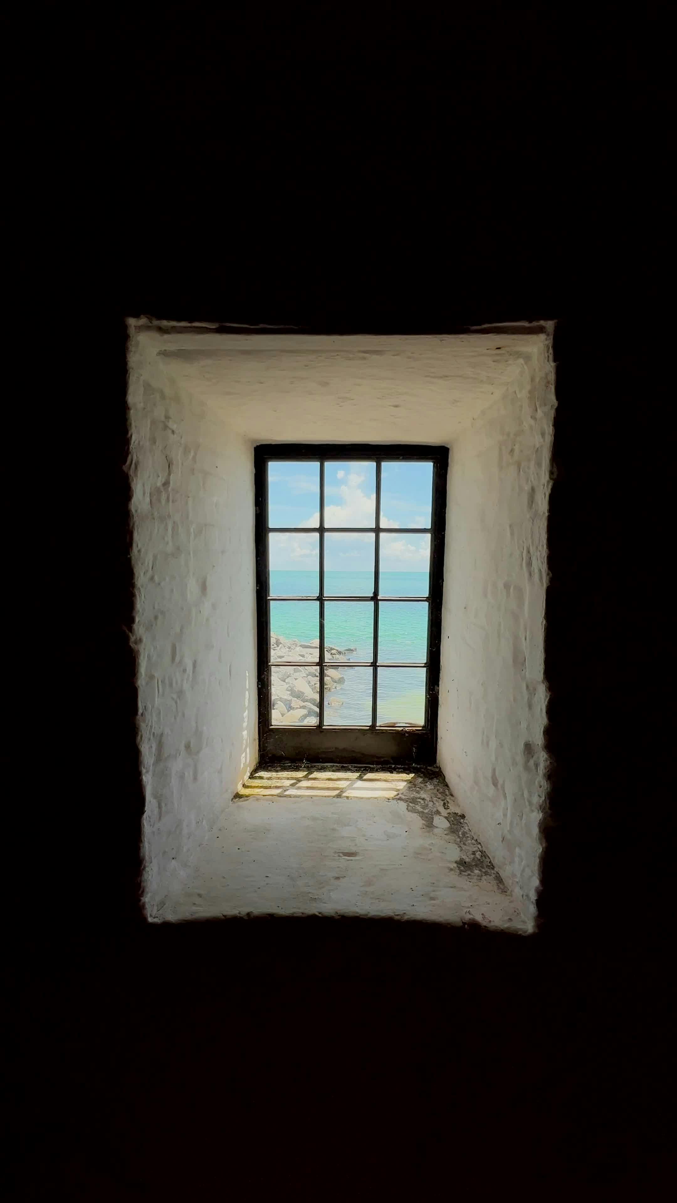 Charming Coastal View Through Historic Window Free Stock Video Footage ...