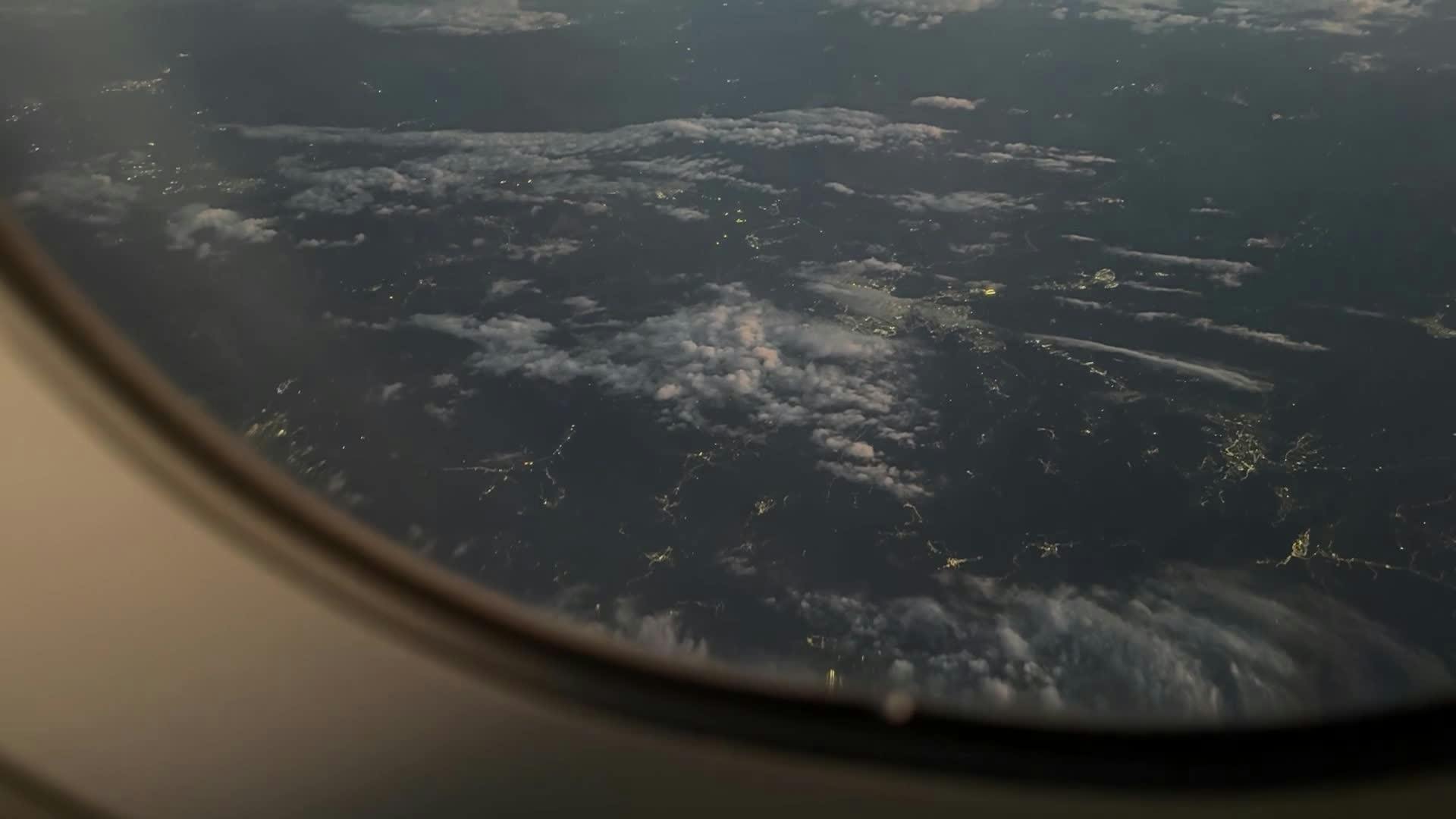 Aerial View of Twilight Landscape from Airplane Free Stock Video ...