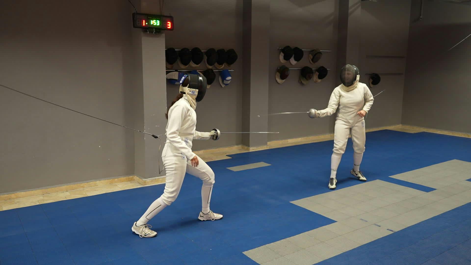 Dynamic Fencing Duel in Indoor Arena Free Stock Video Footage, Royalty ...