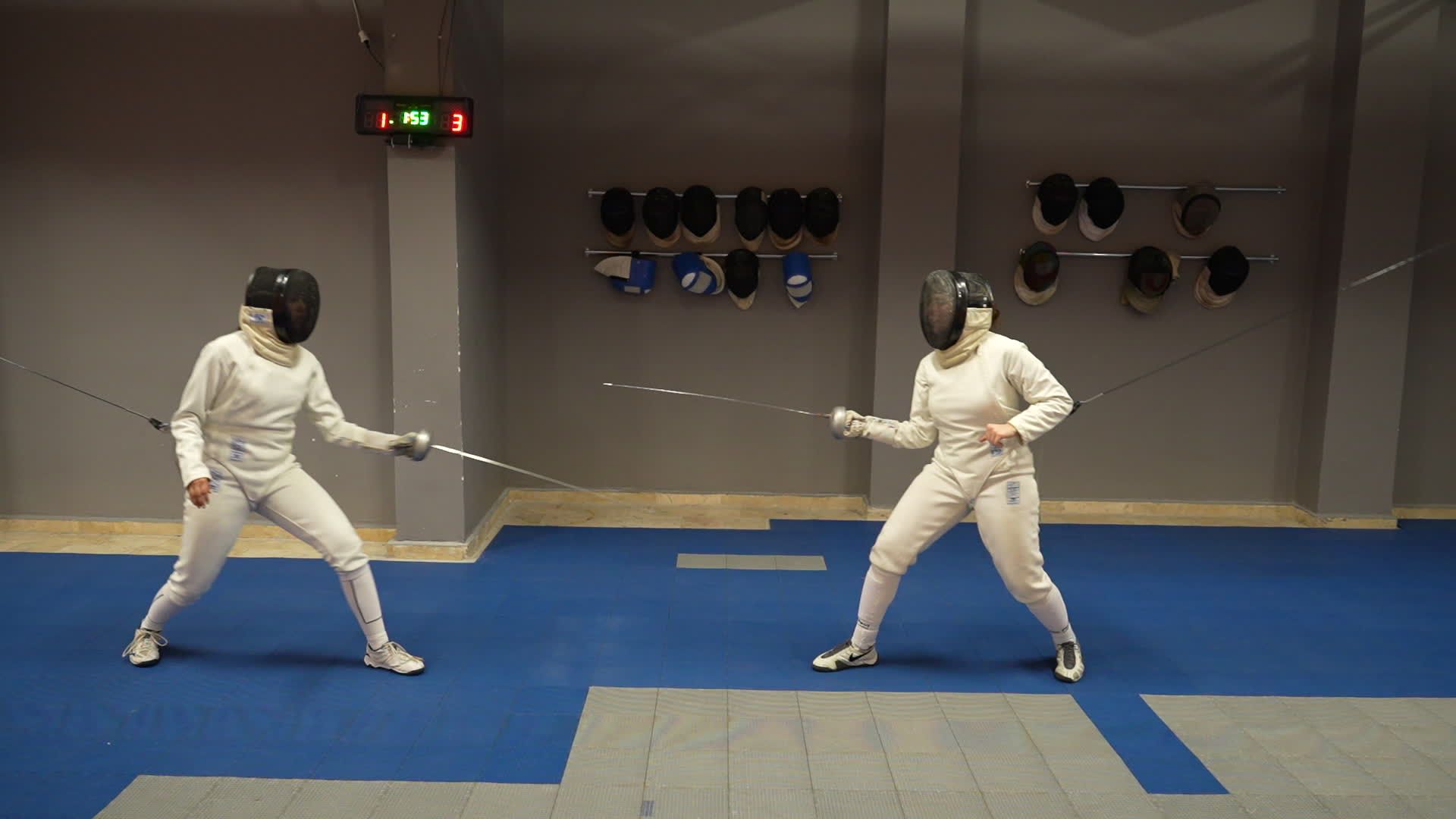 Intense Indoor Fencing Duel in Gym Free Stock Video Footage, Royalty ...